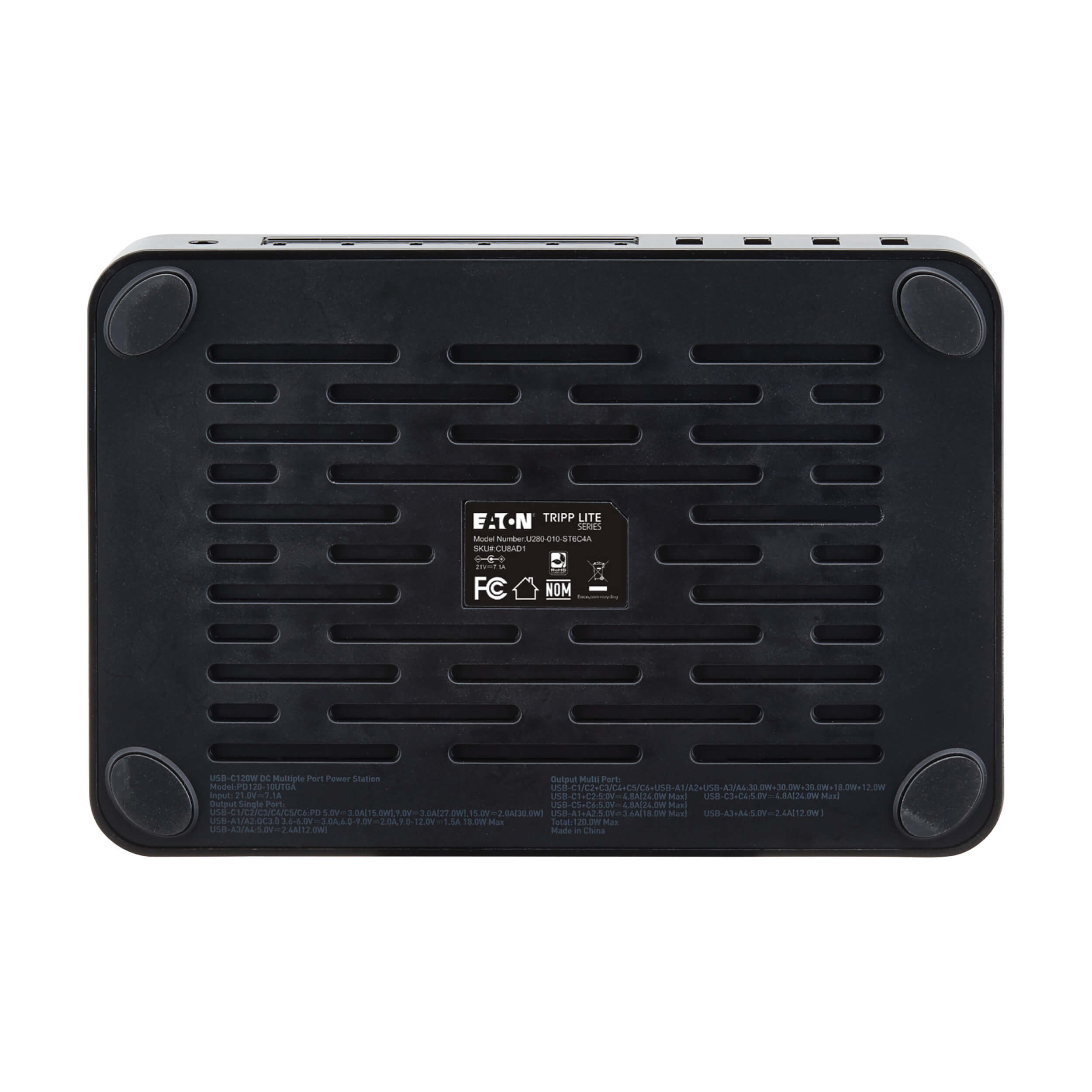 10-Port USB Charging Station, 21V 7.1A 120W, 6x USB-C, 4x USB-A | Eaton