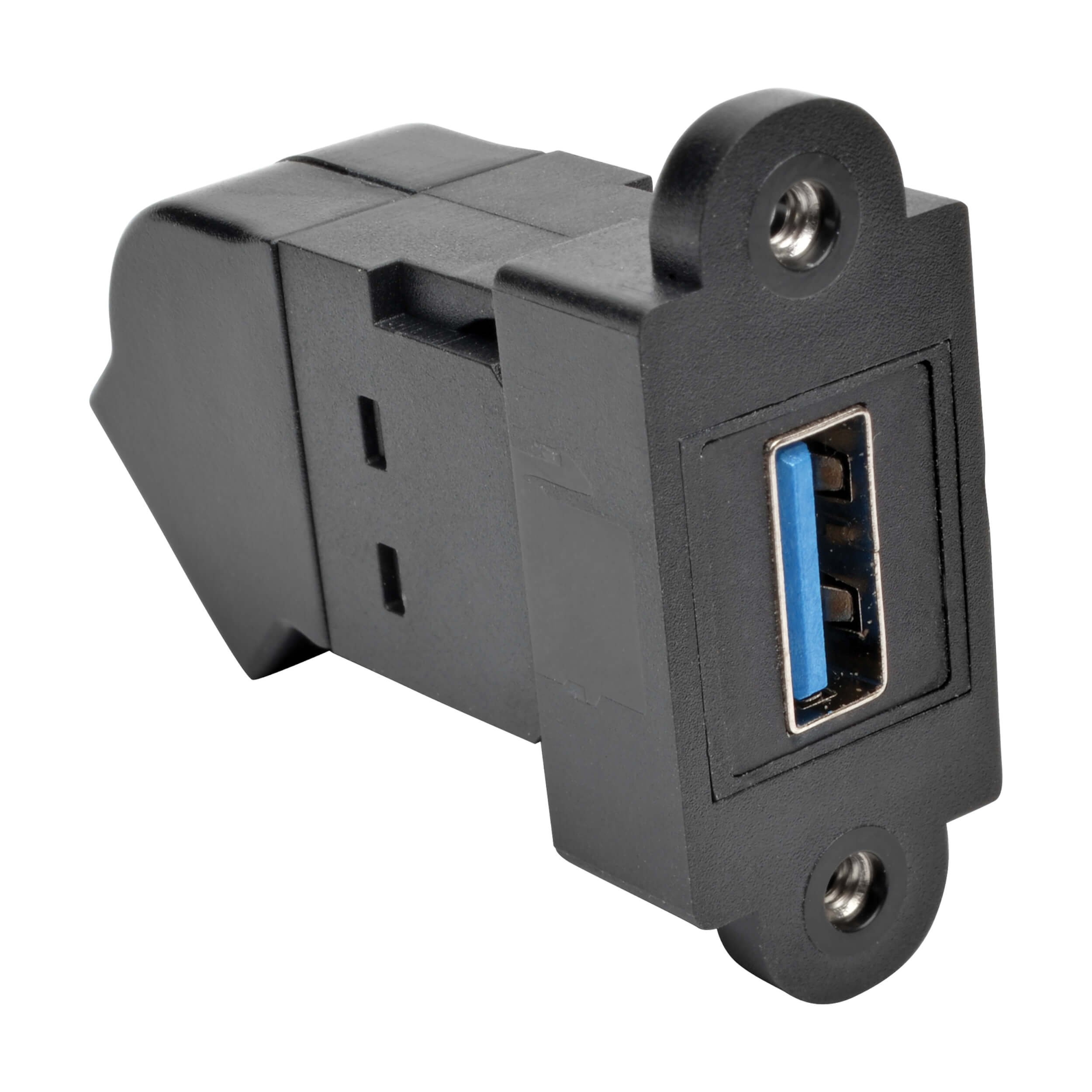 USB 3.0 All-in-One Keystone/Panel Mount Angled Coupler Female | Eaton