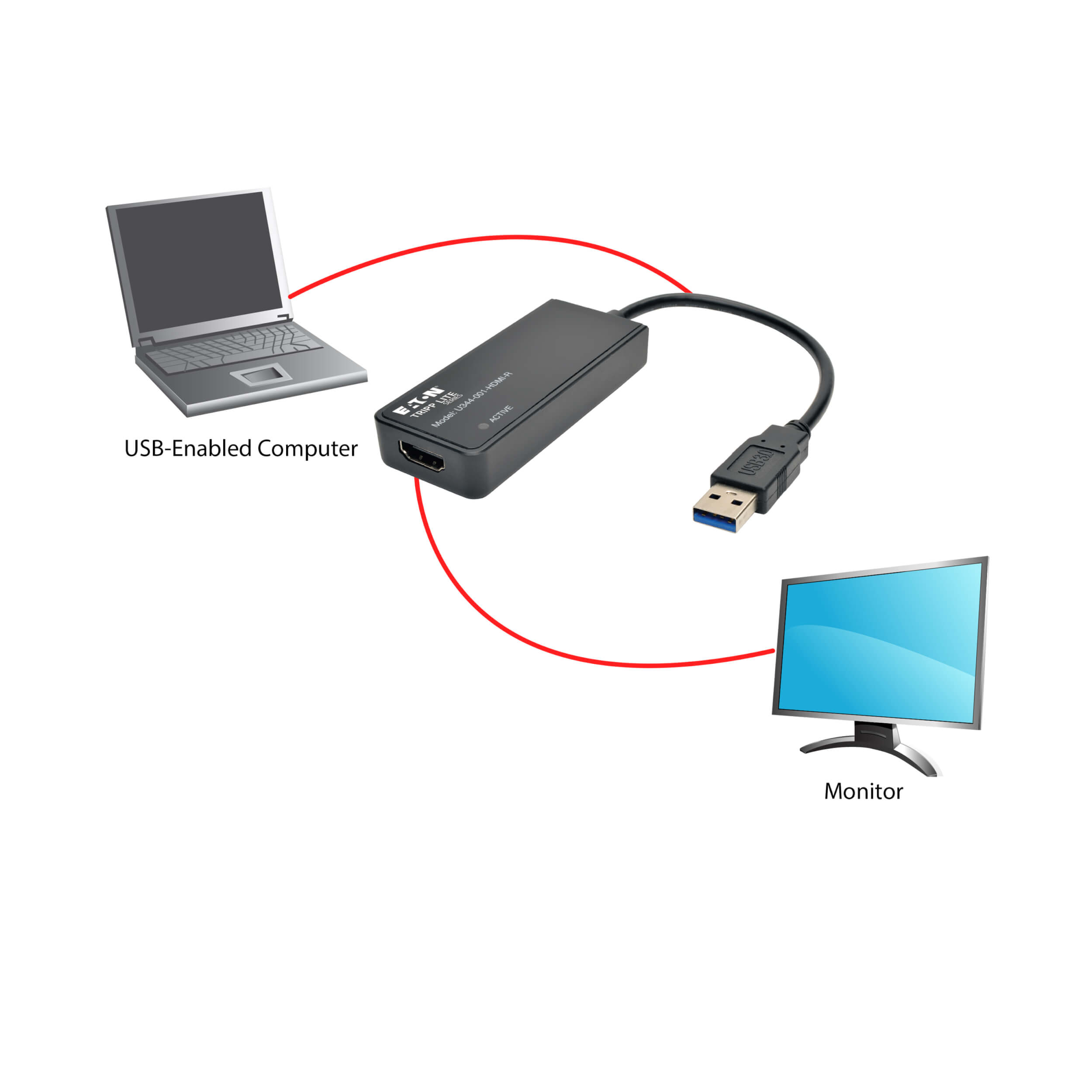 USB-A to HDMI Dual Monitor Adapter, 1080p | Eaton