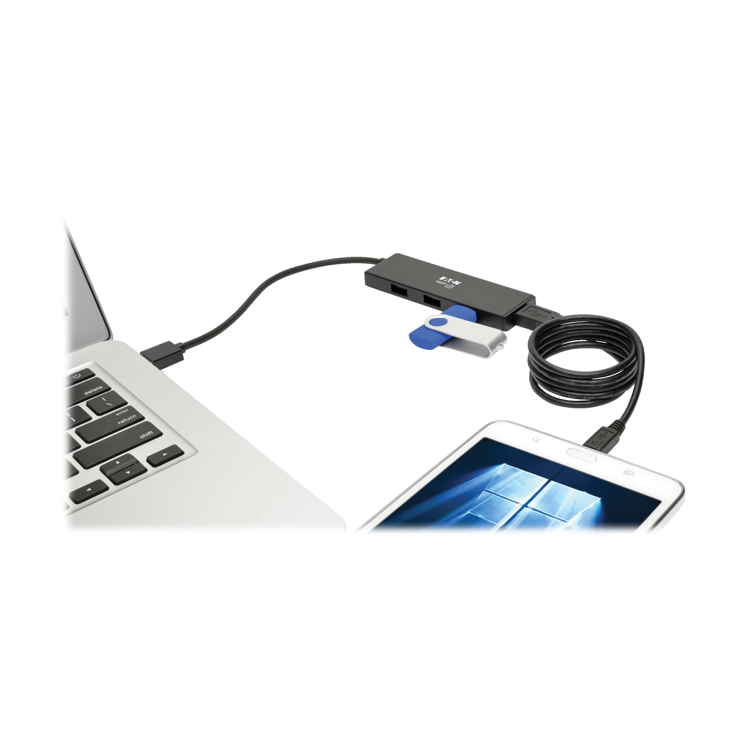 4-Port Ultra-Slim Portable USB 3.0 SuperSpeed Hub | Eaton