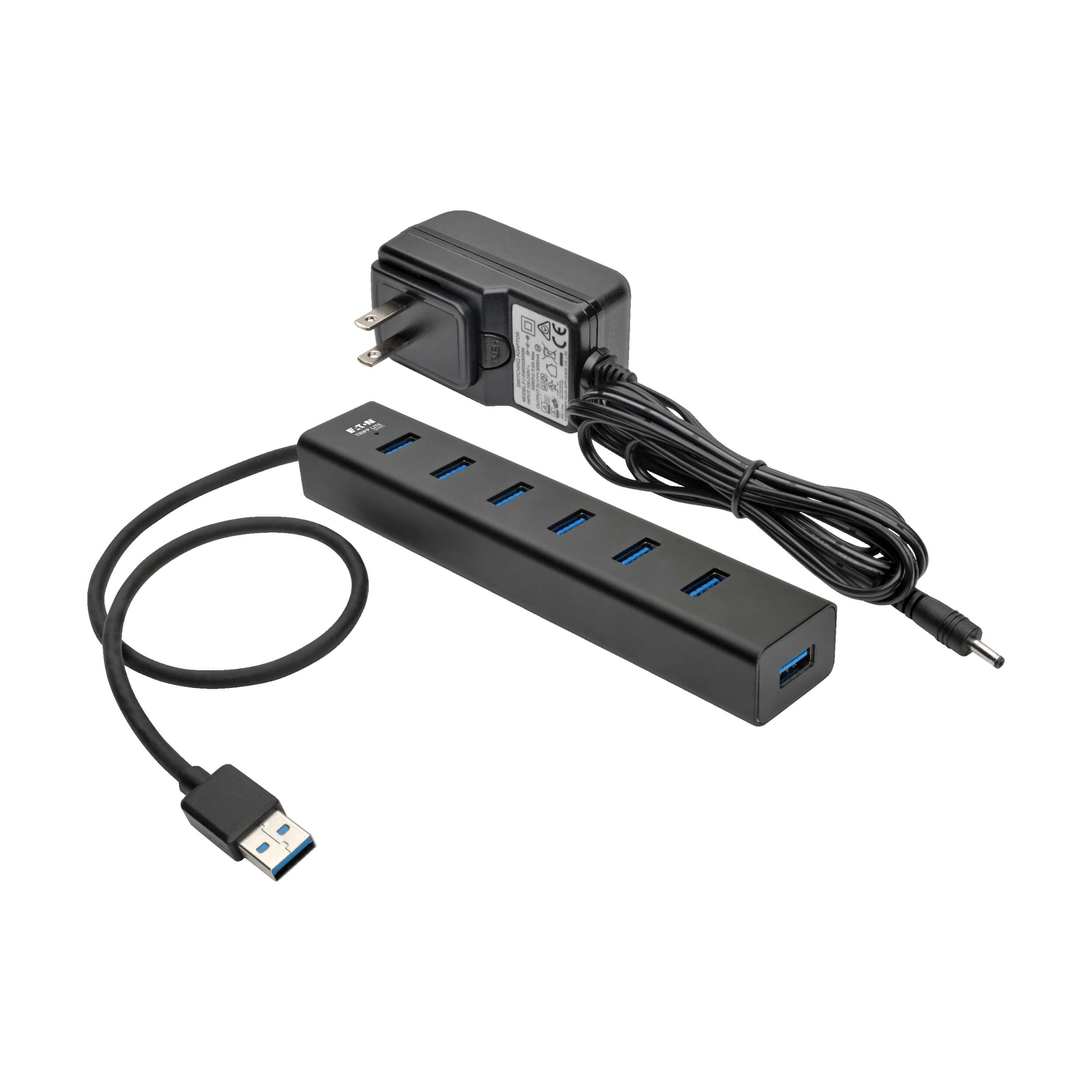 7-Port Portable USB 3.0 SuperSpeed Mini Hub, Aluminum | Eaton