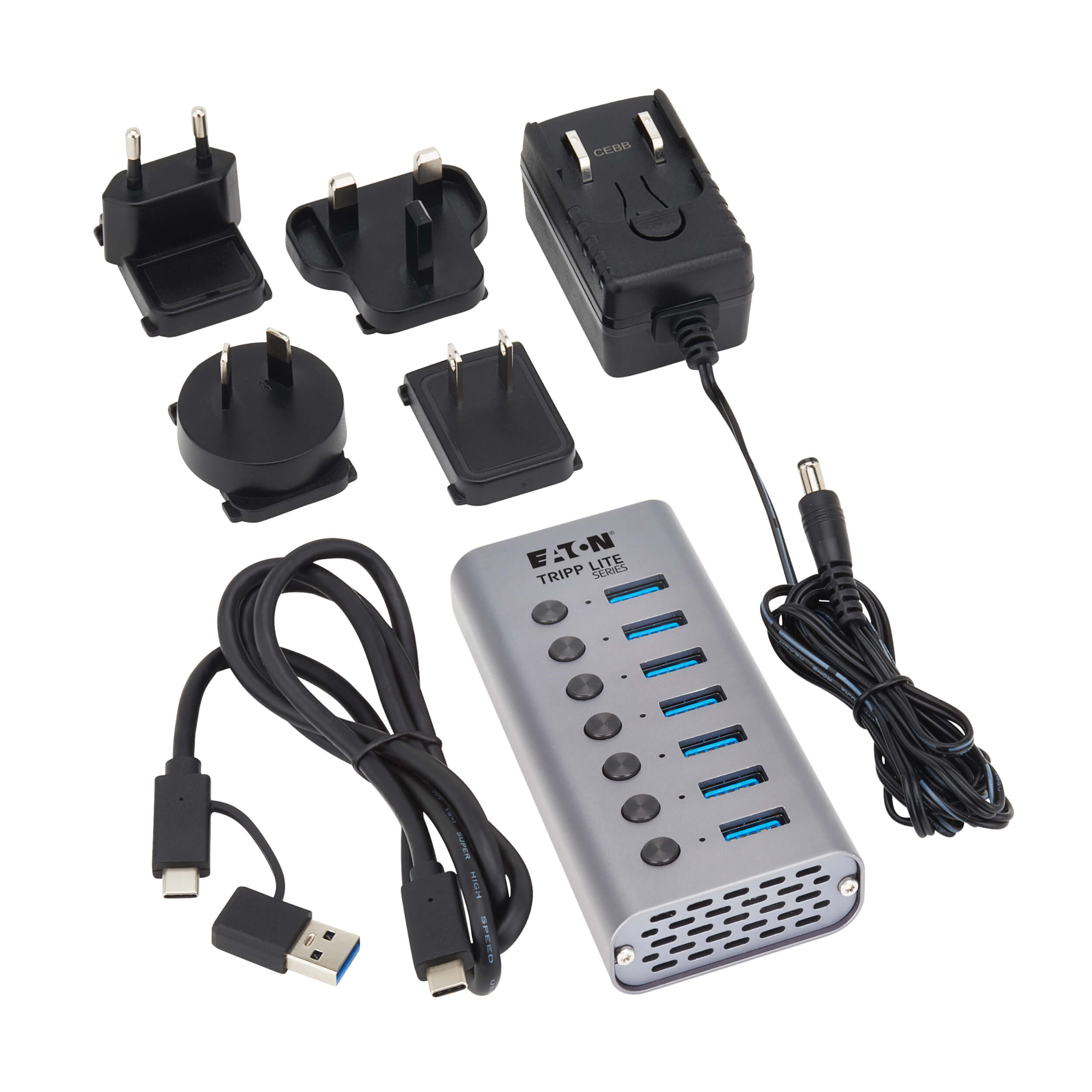 7-Port Slim USB Hub, 5 Gbps, USB-A USB-C Hub, Thunderbolt 3 | Eaton