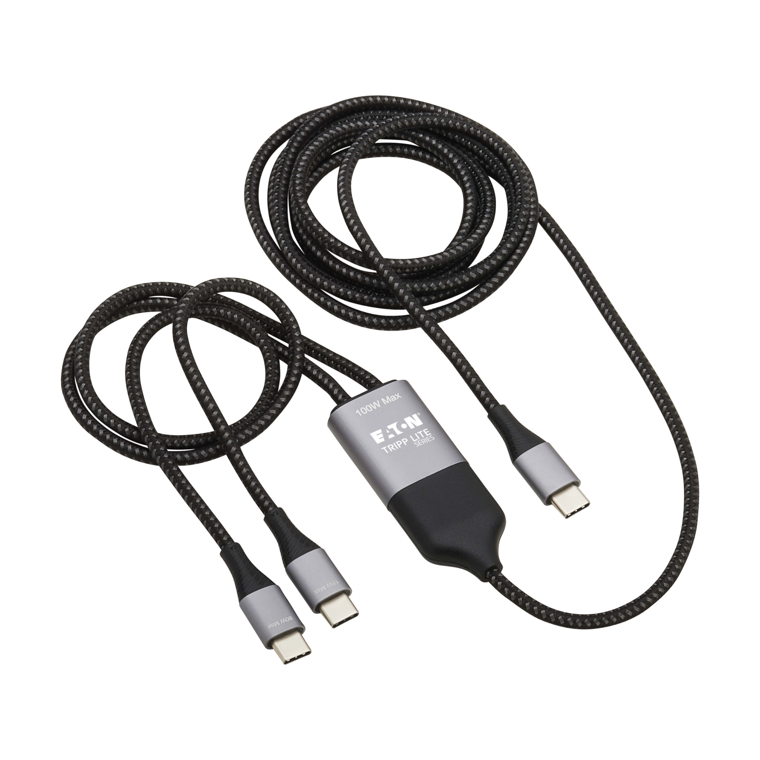 2-in-1 100W USB-C Splitter Charging Cable, 100W PD, 6-ft | Eaton