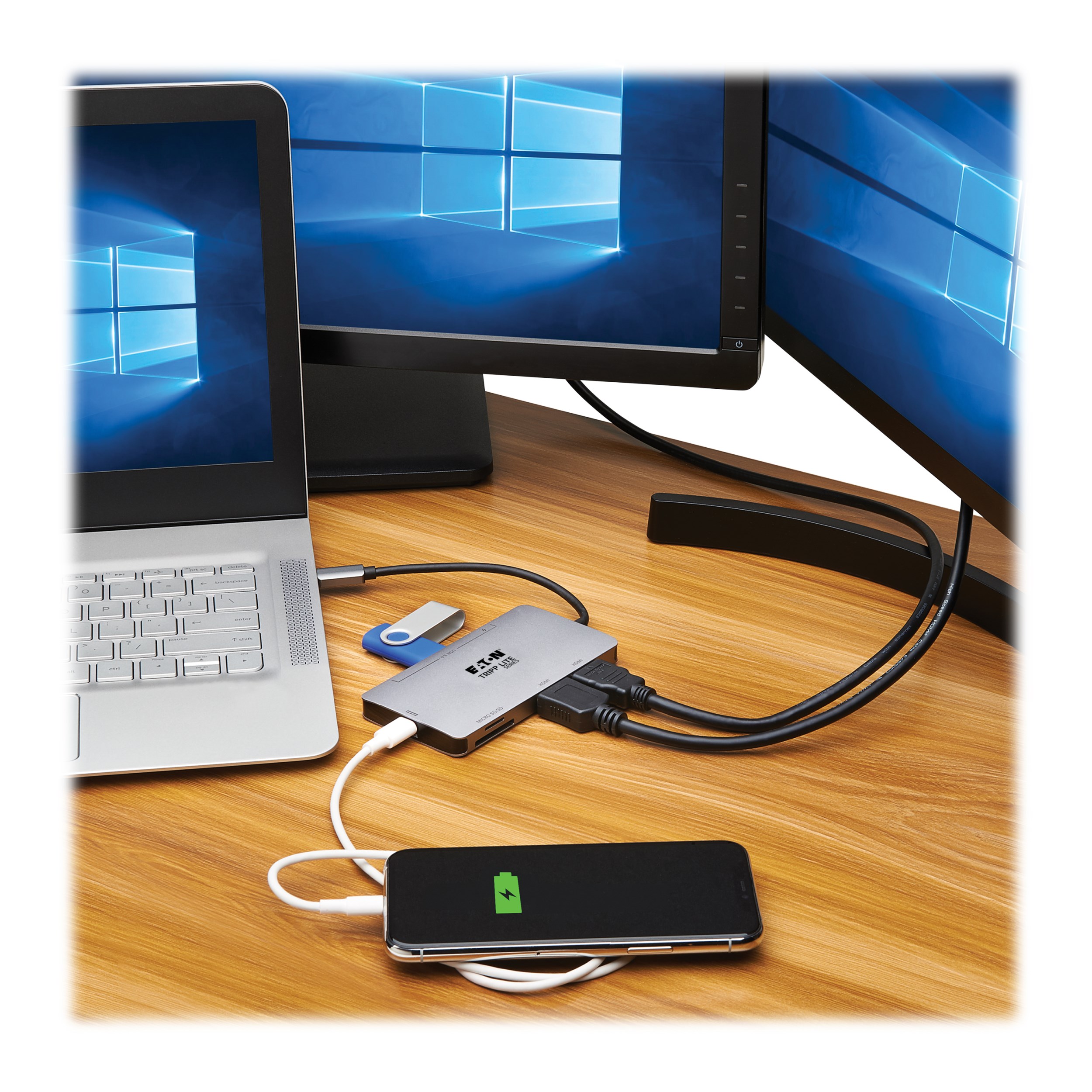 USB-C Dock, Dual Display 4K/60 HDMI, USB-A Hub, 100W Charging | Eaton