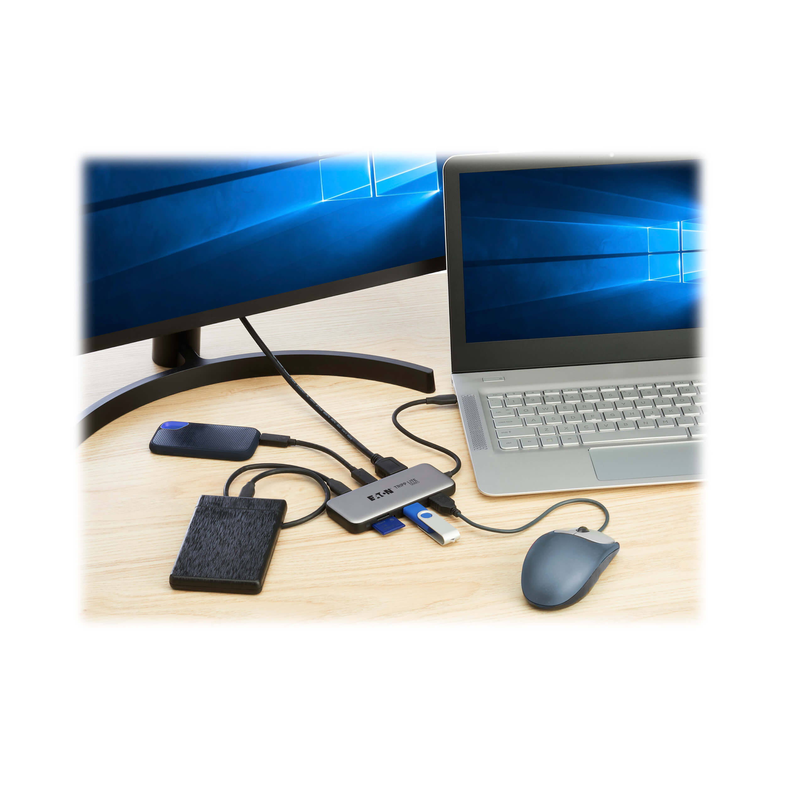 USB-C Multiport Adapter, 4K, HDMI, USB, Memory Card Slots, 100W | Eaton