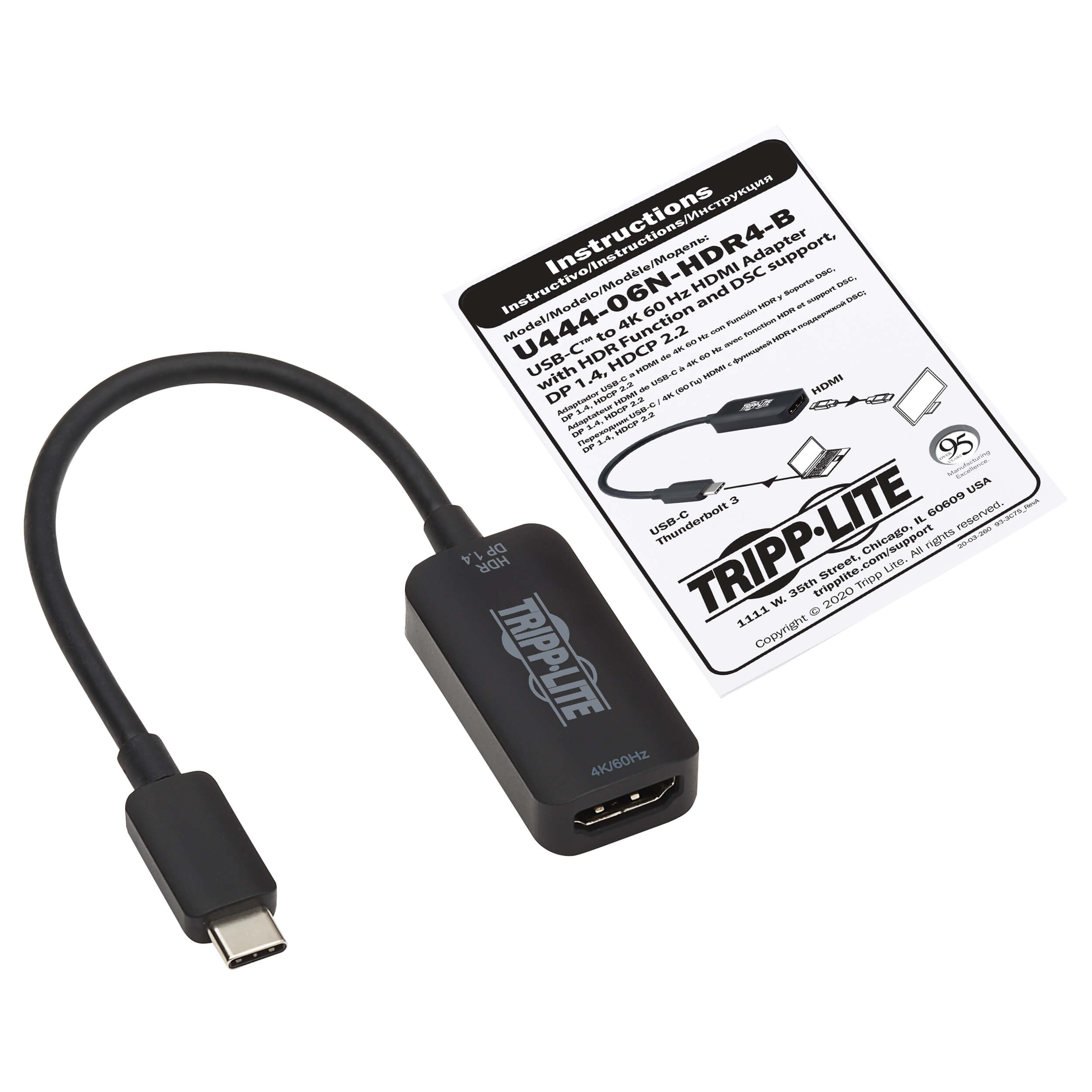 USB-C to HDMI Adapter, 4K 60Hz, HDR, DP 1.4 | Eaton