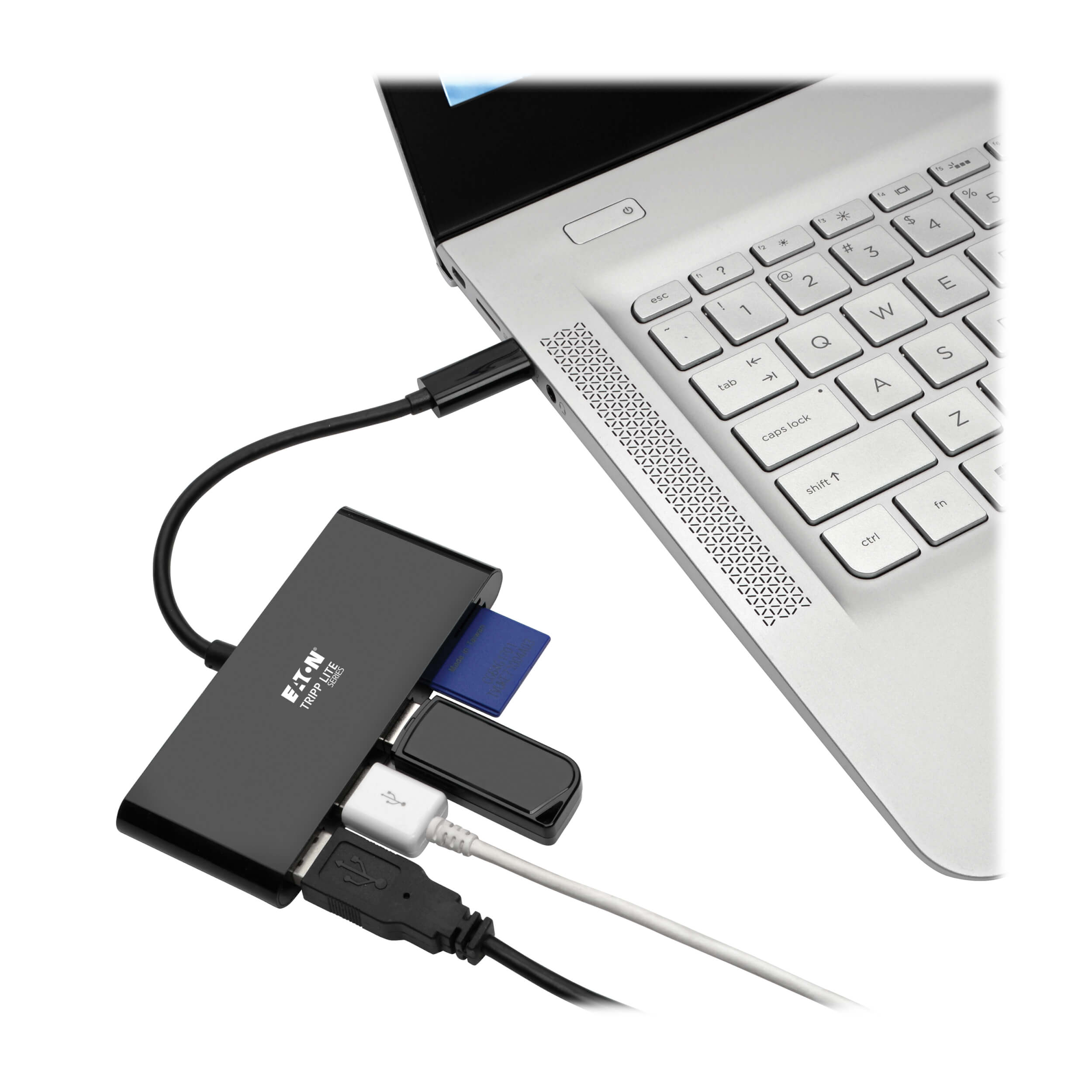 3-Port USB-C Hub, SD Card Reader, USB-A, USB 3.0 | Eaton