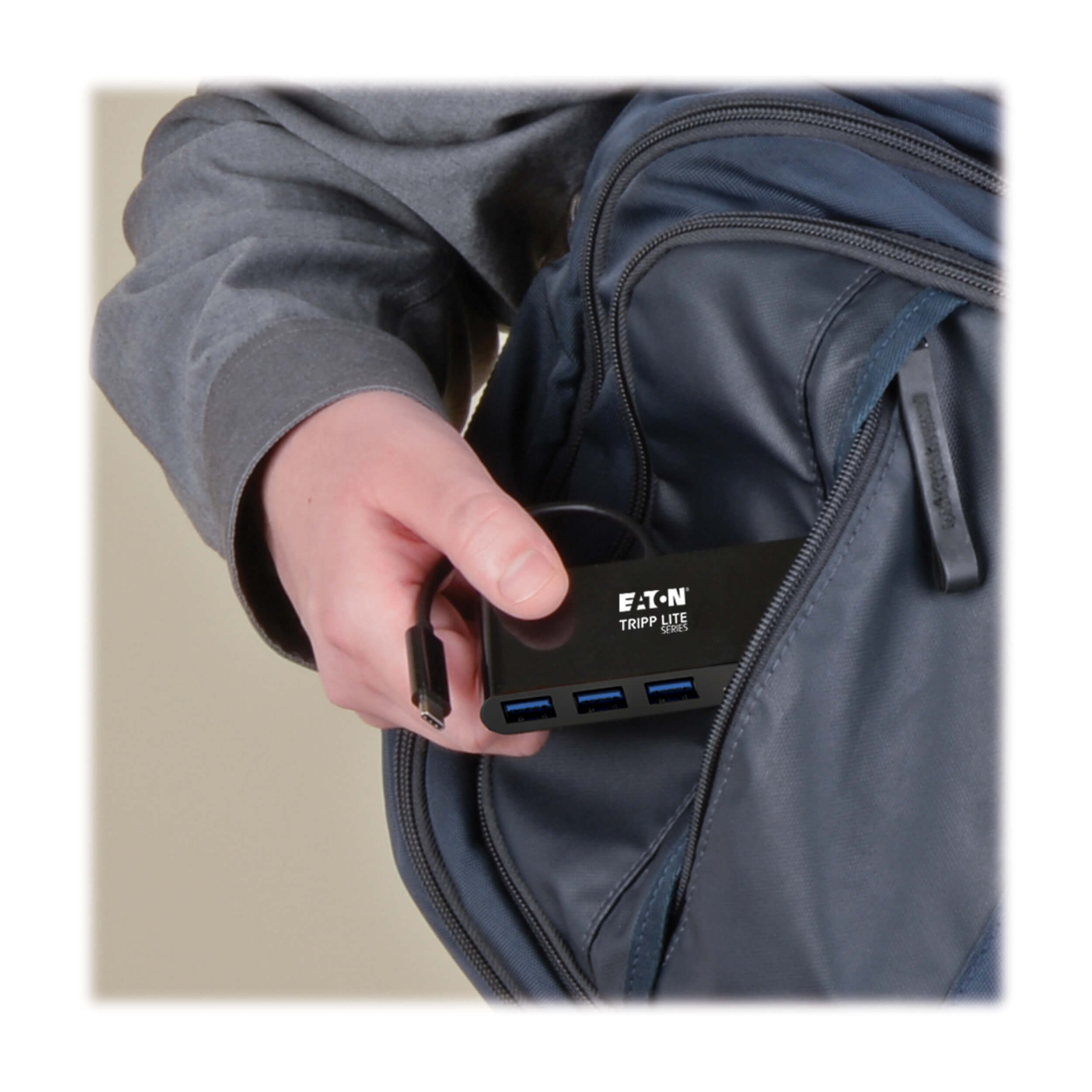 3-Port USB-C Hub, SD Card Reader, USB-A, USB 3.0 | Eaton