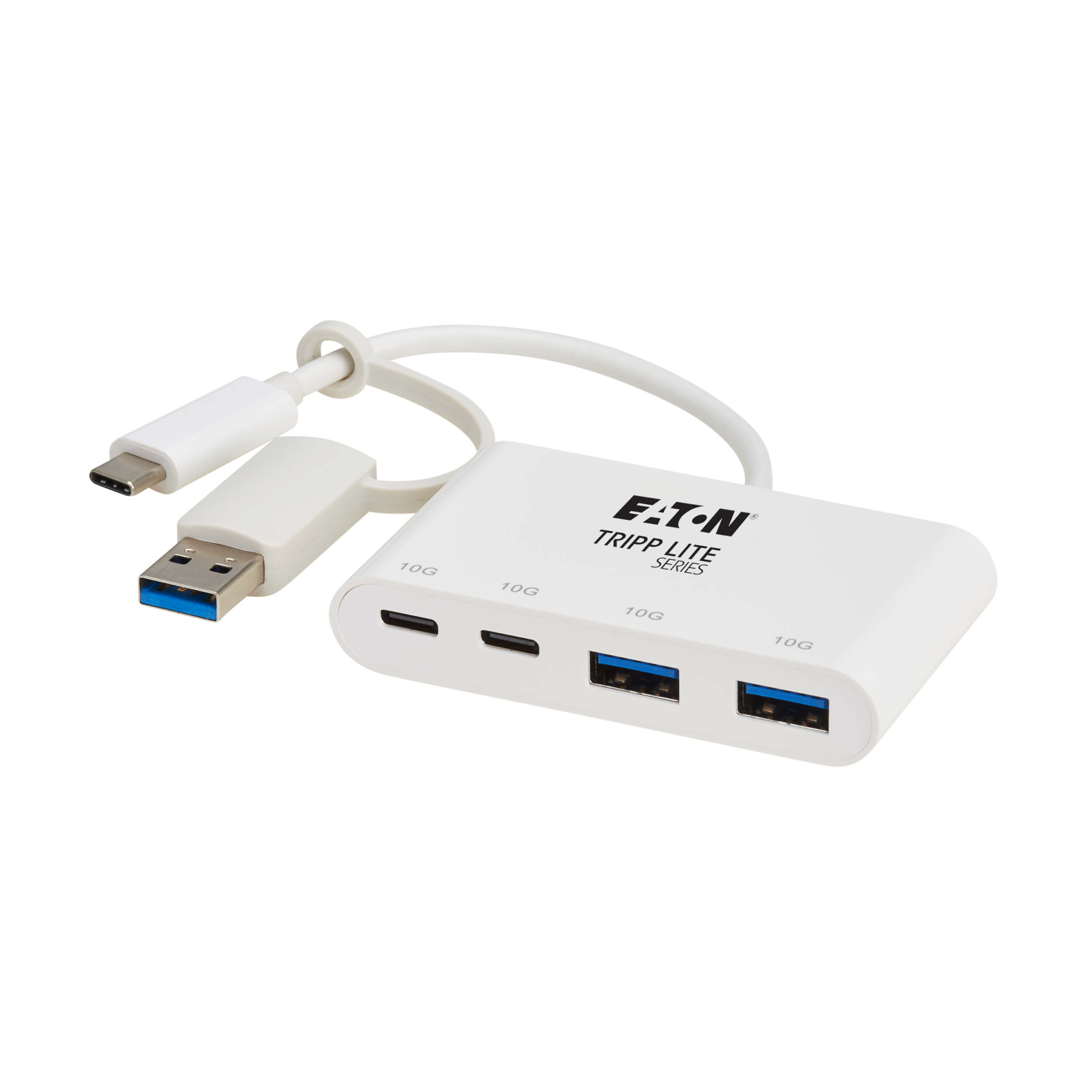 4-Port Hub, 10 Gbps, USB-A, USB-C, Thunderbolt 3, White | Eaton