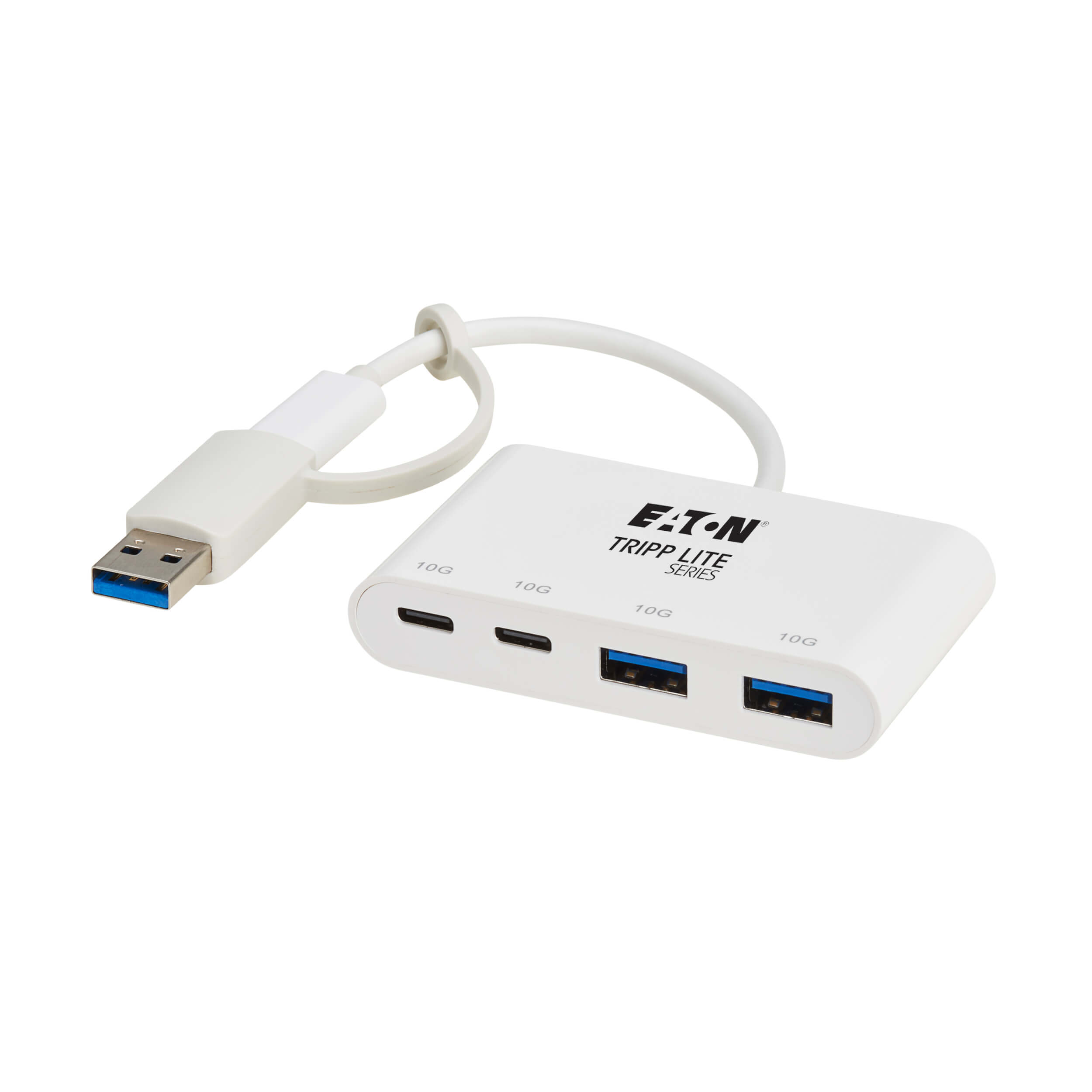 4-Port Hub, 10 Gbps, USB-A, USB-C, Thunderbolt 3, White | Eaton