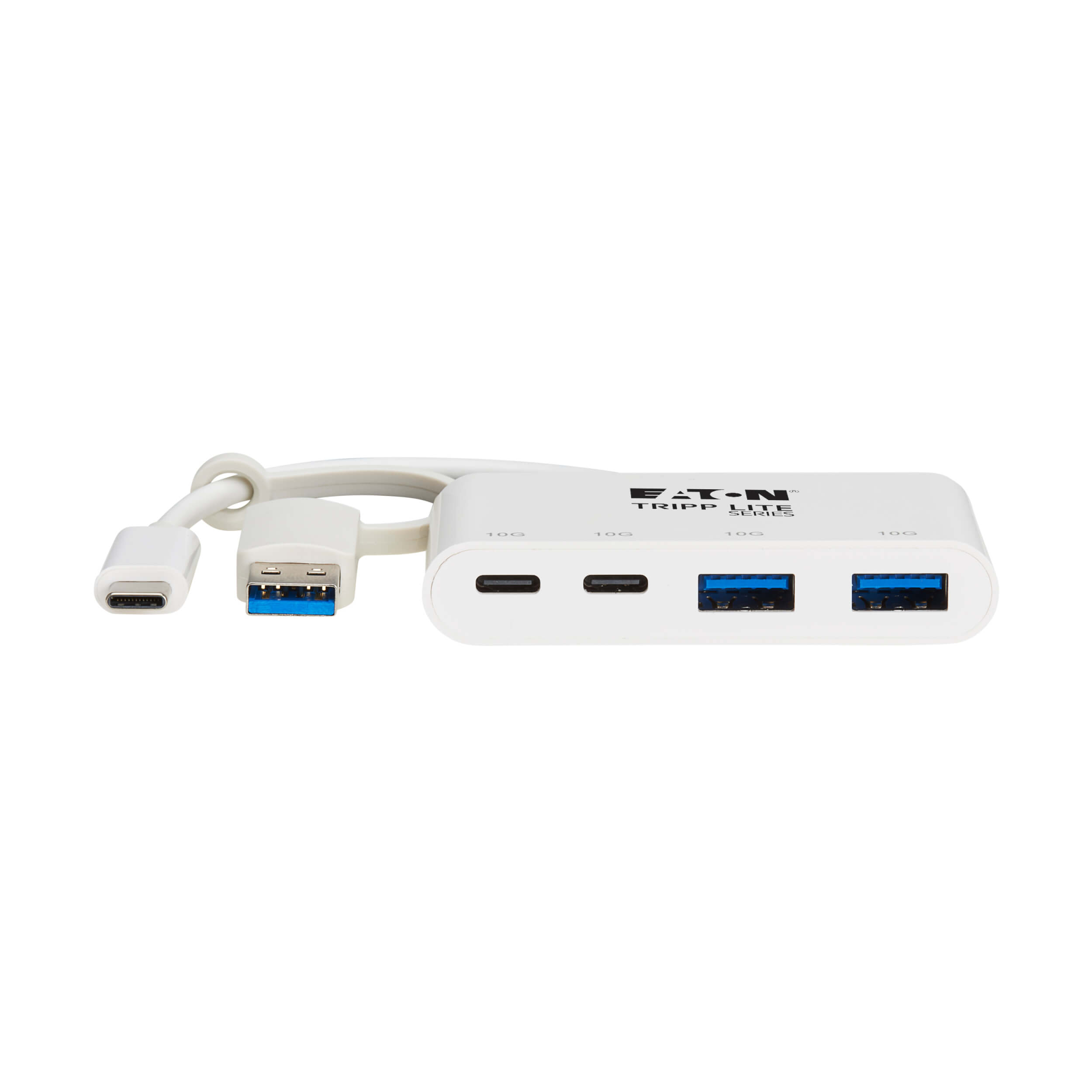 4-Port Hub, 10 Gbps, USB-A, USB-C, Thunderbolt 3, White | Eaton