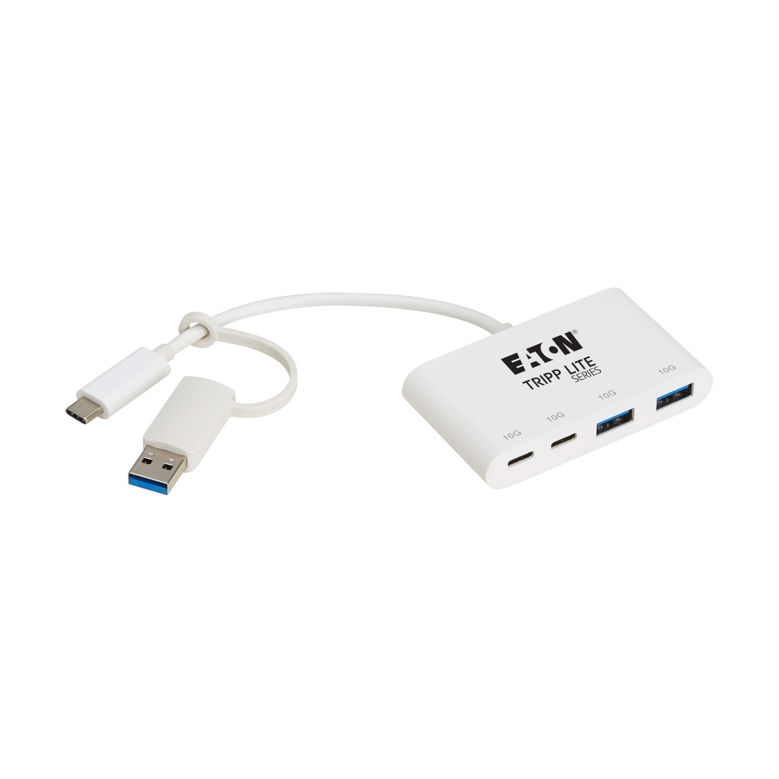4-Port Hub, 10 Gbps, USB-A, USB-C, Thunderbolt 3, White | Eaton