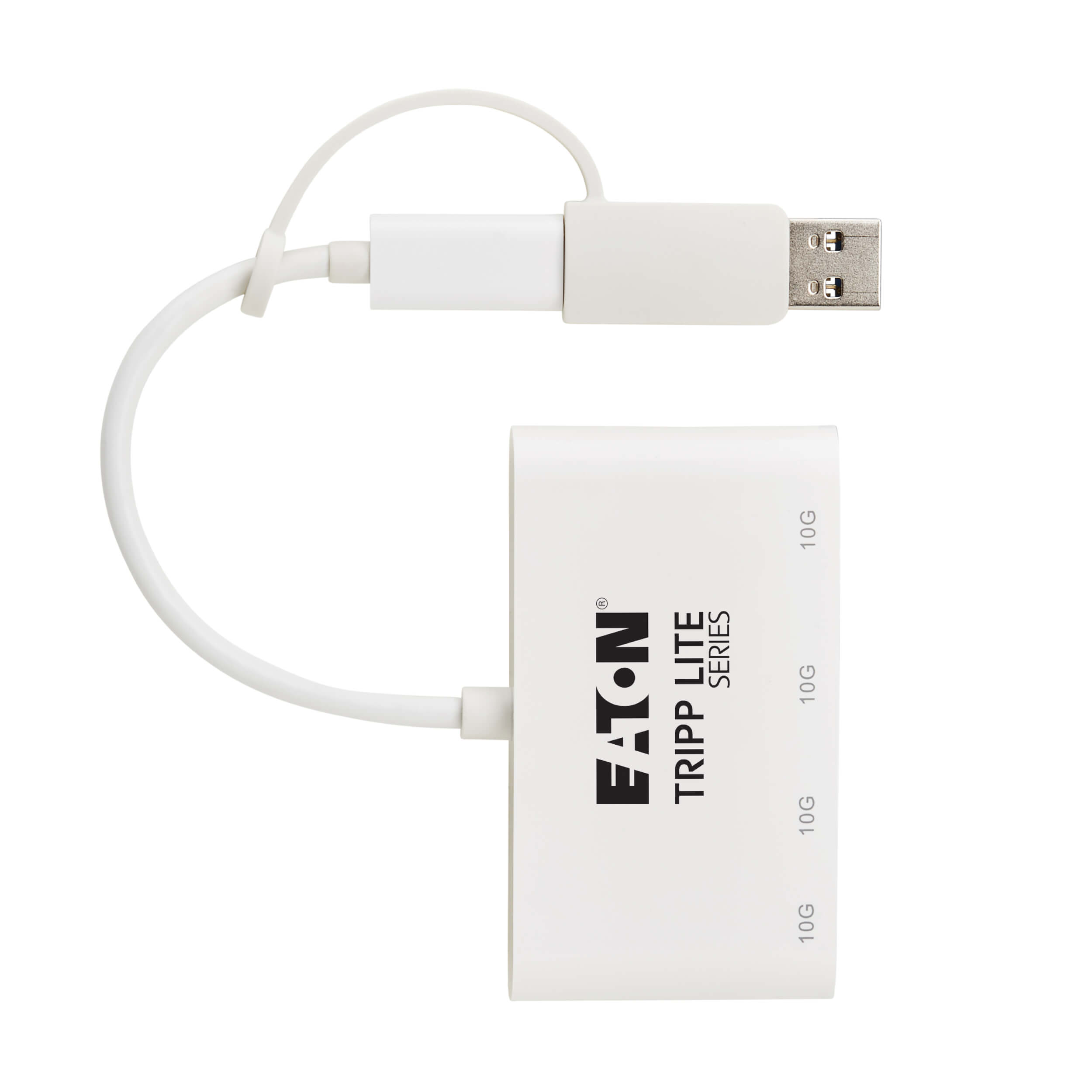 4-Port Hub, 10 Gbps, USB-A, USB-C, Thunderbolt 3, White | Eaton
