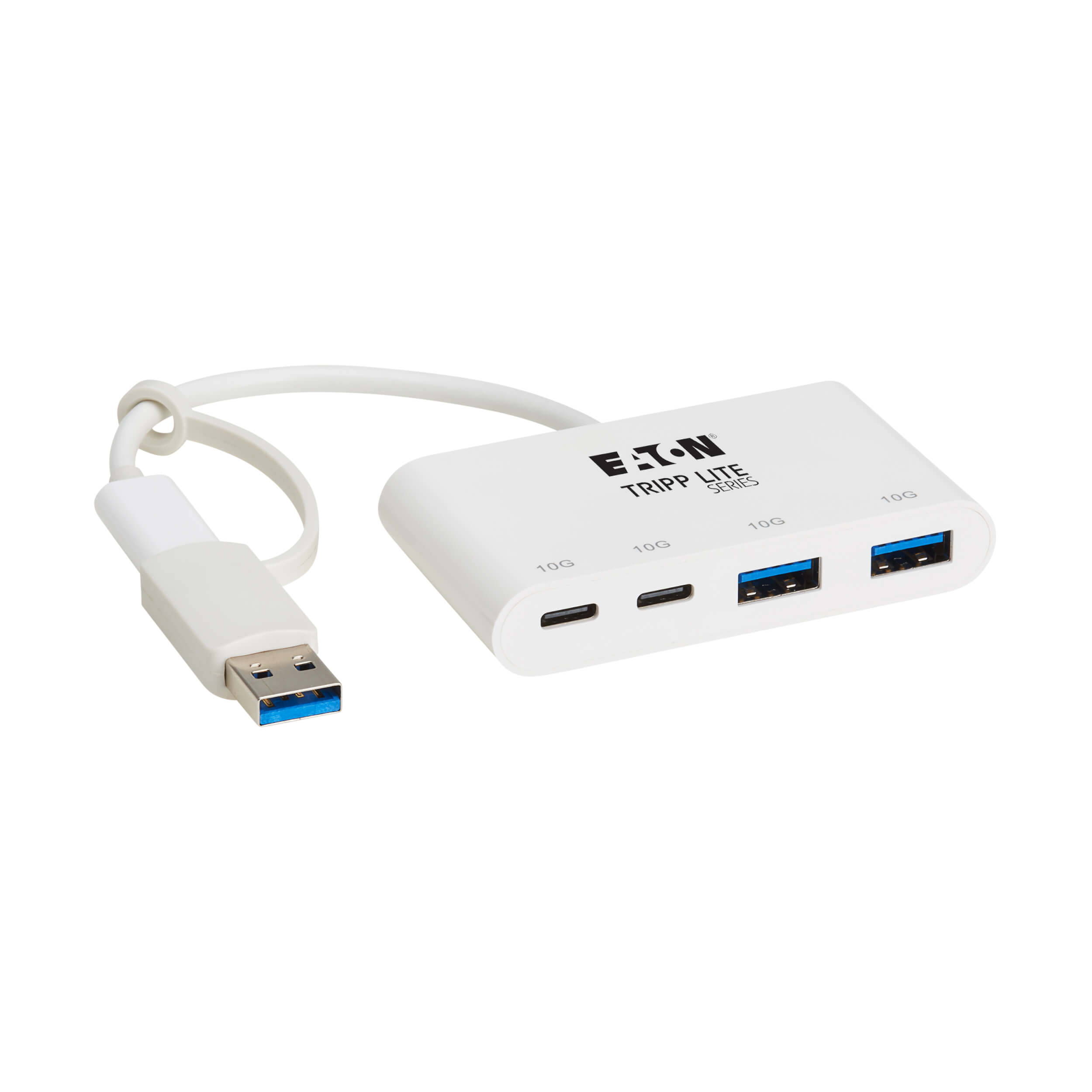 4-Port Hub, 10 Gbps, USB-A, USB-C, Thunderbolt 3, White | Eaton