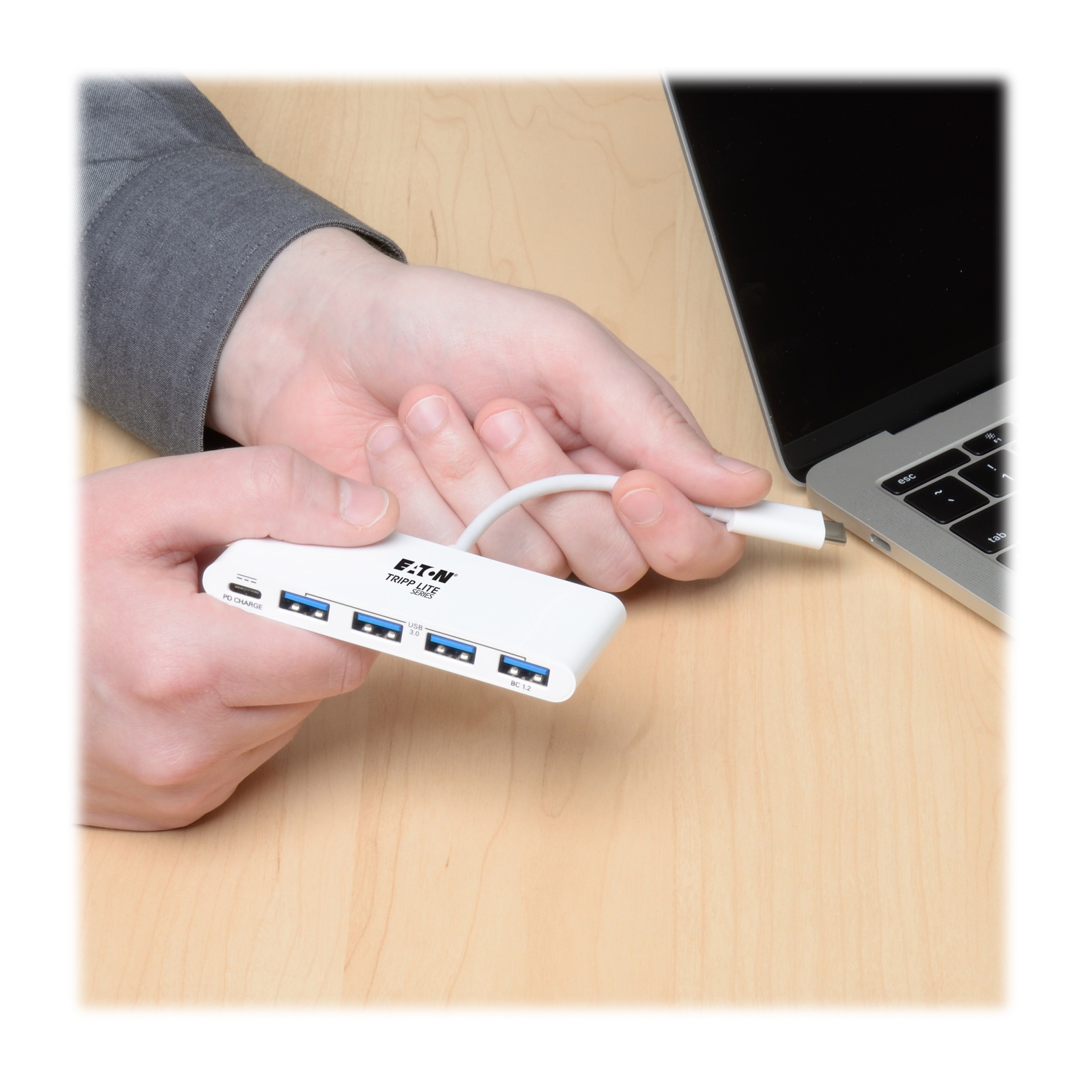 4-Port USB-C Hub, Power Delivery, USB-C to 4x USB-A, USB 3.0 | Eaton