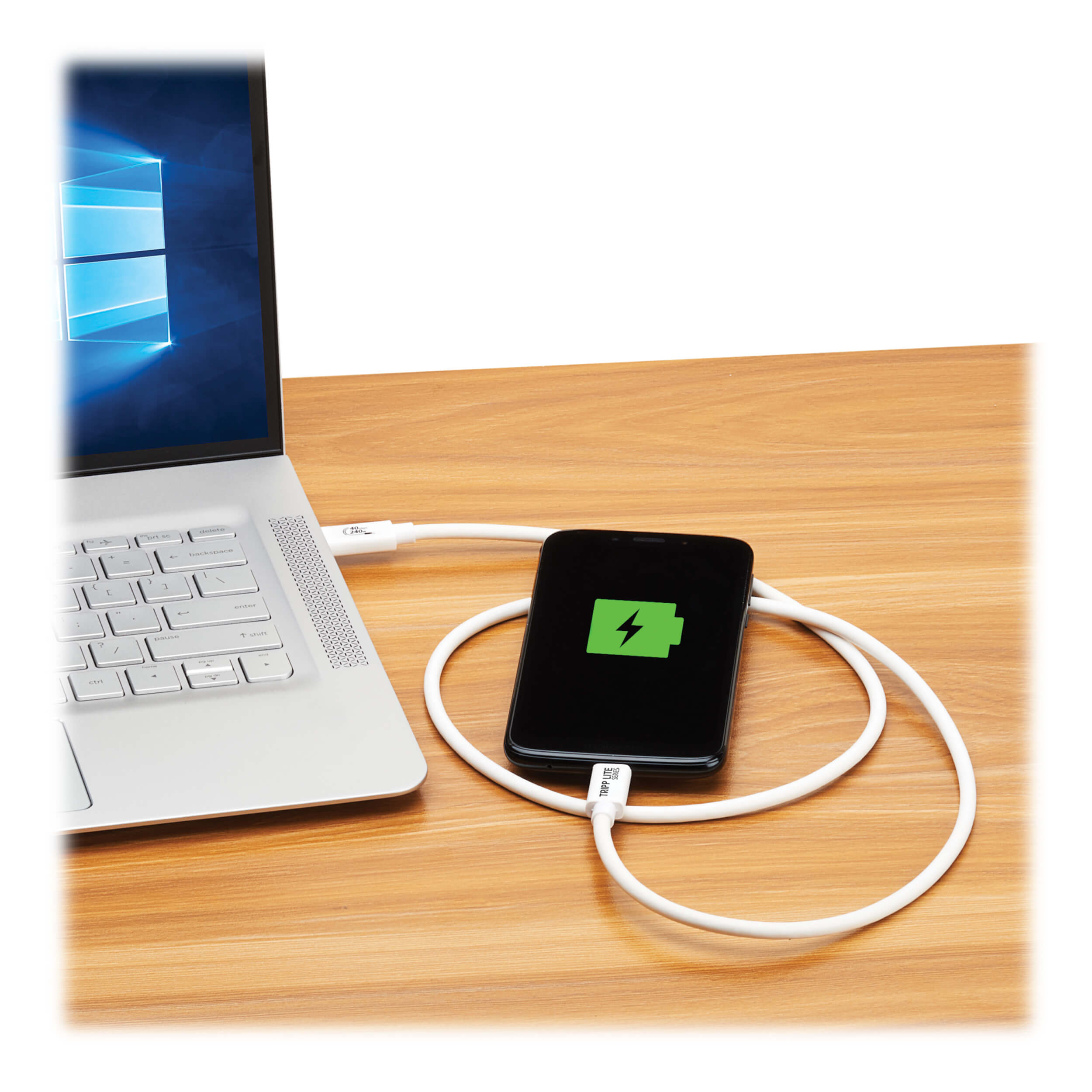 USB4 40Gbps Cable, USB-C, 8K 60Hz, 240W Charging, 1m, White | Eaton