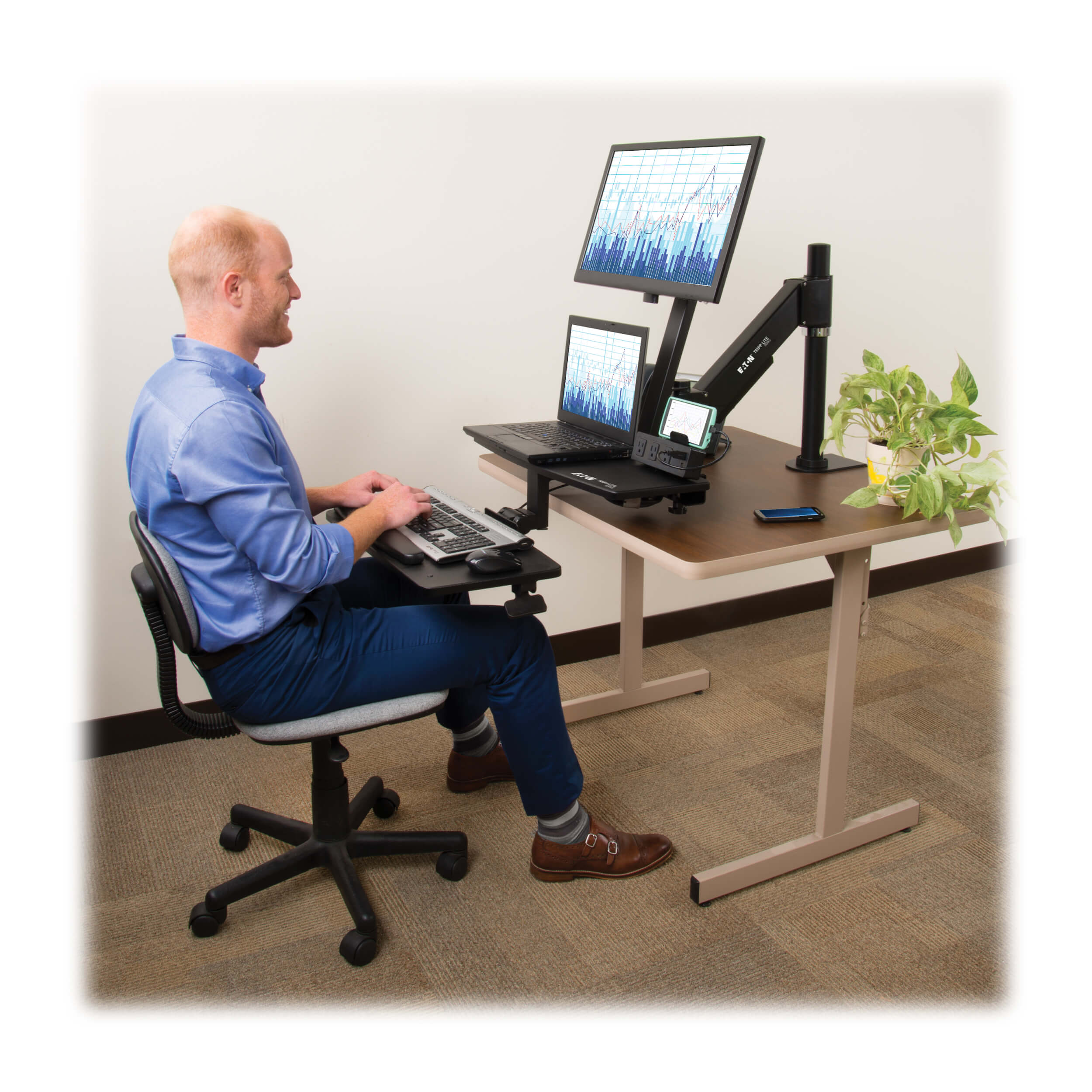 WorkWise Standing Desk-Clamp Workstation, Single-Monitor | Eaton