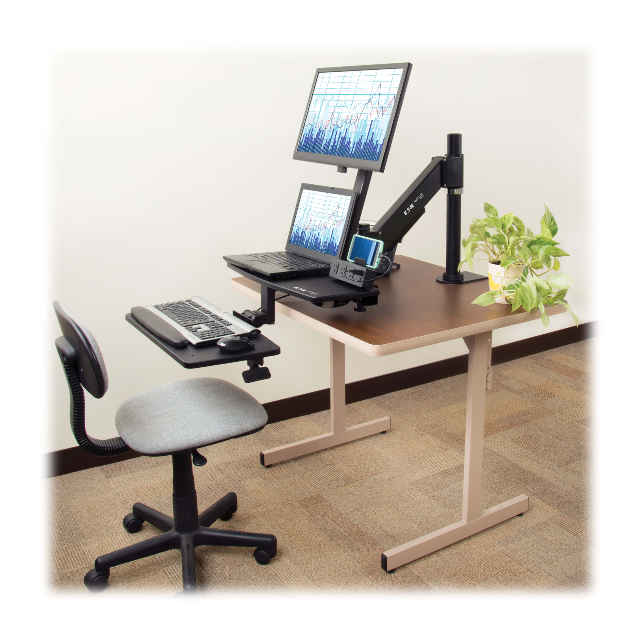 Standing Desk-Clamp Workstation, Single-Monitor | Eaton