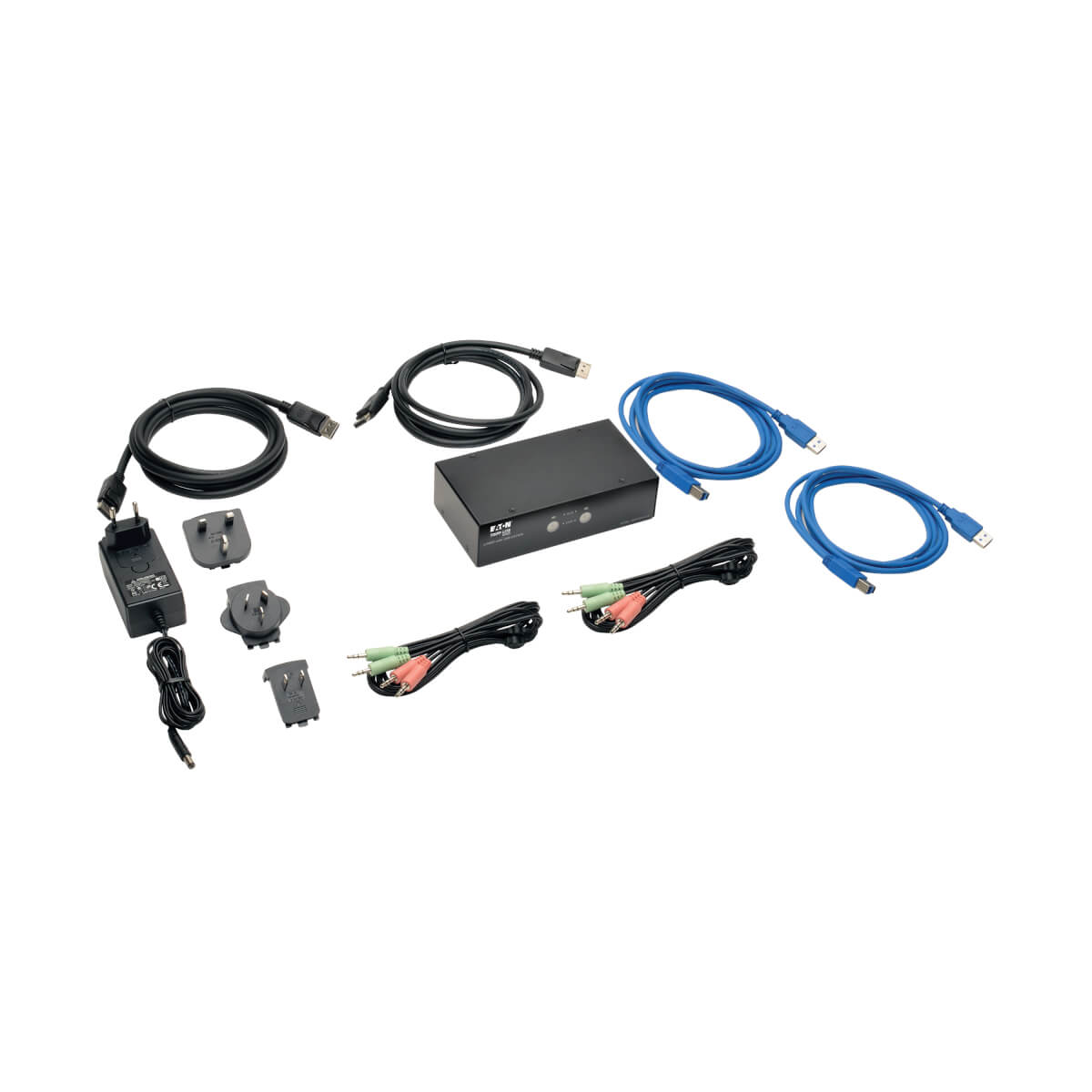 2-Port DisplayPort KVM Switch, Audio, Cables, USB 3.0 Hub | Eaton