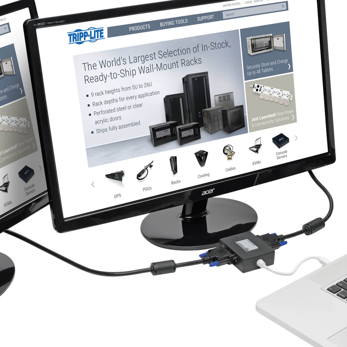 2-Port Mini DisplayPort to DVI Hub, DP1.2 | Eaton