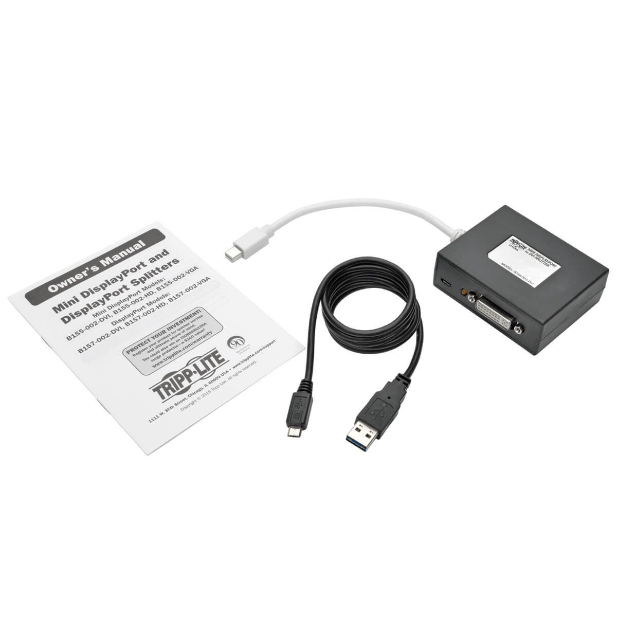 2-Port Mini DisplayPort to DVI Hub, DP1.2 | Eaton