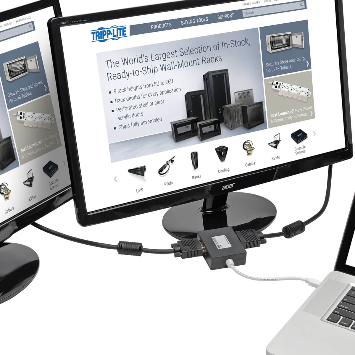 2-Port Mini DisplayPort to VGA Hub, DP1.2 | Eaton