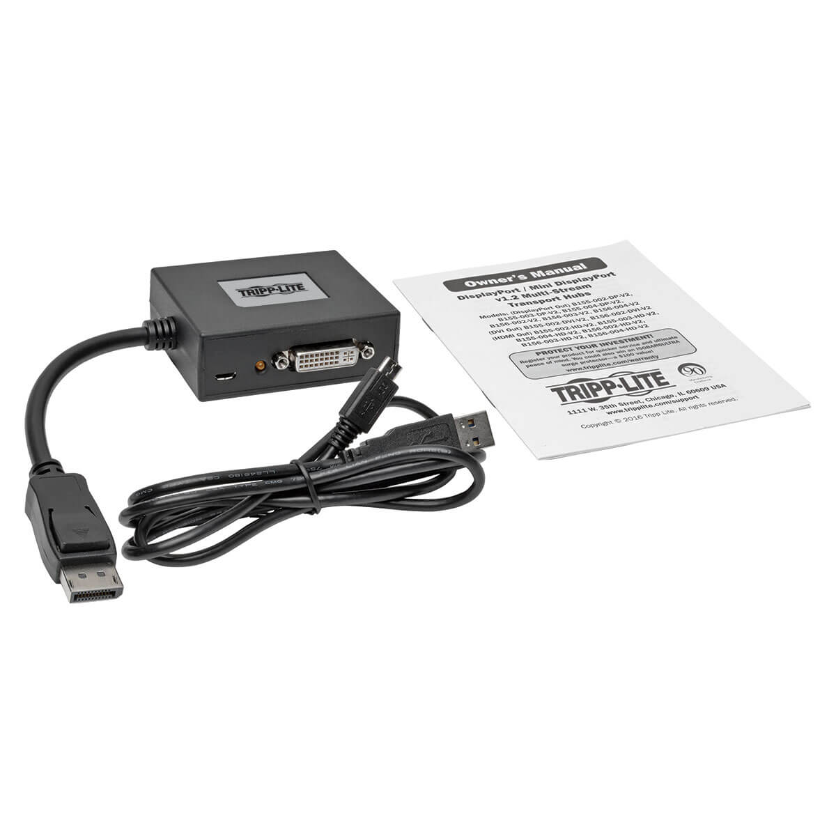 2-Port DisplayPort to DVI Multi-Monitor Splitter, MST Hub, DP1.2 | Eaton