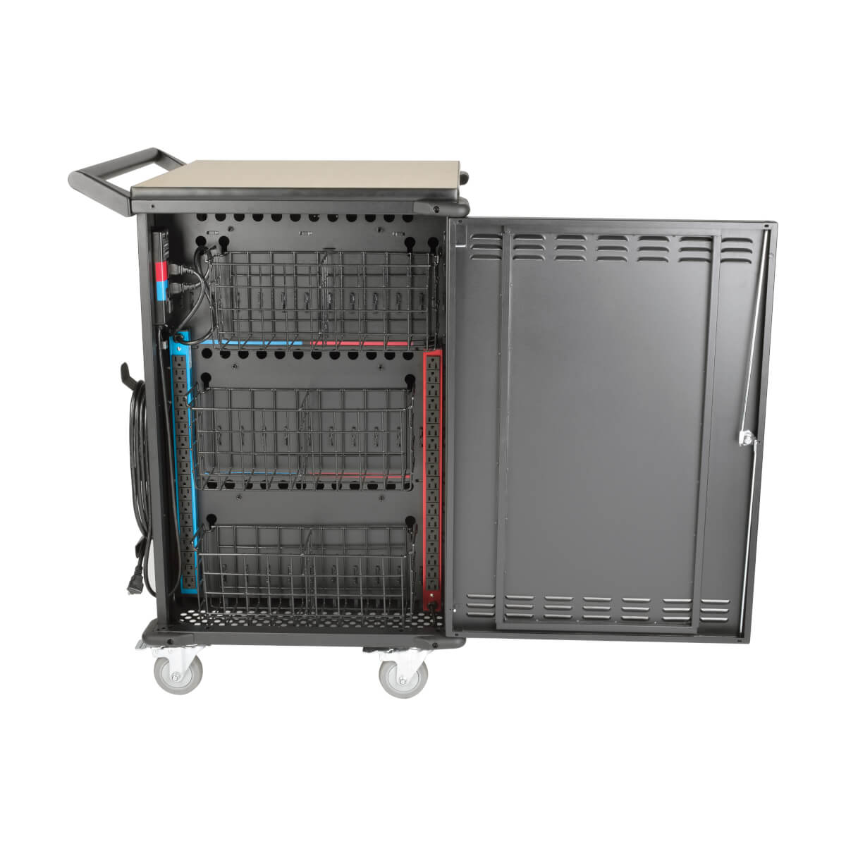 Multi-Device Charging Cart, 36 Slots, Chromebooks, Laptops 120V, Black ...