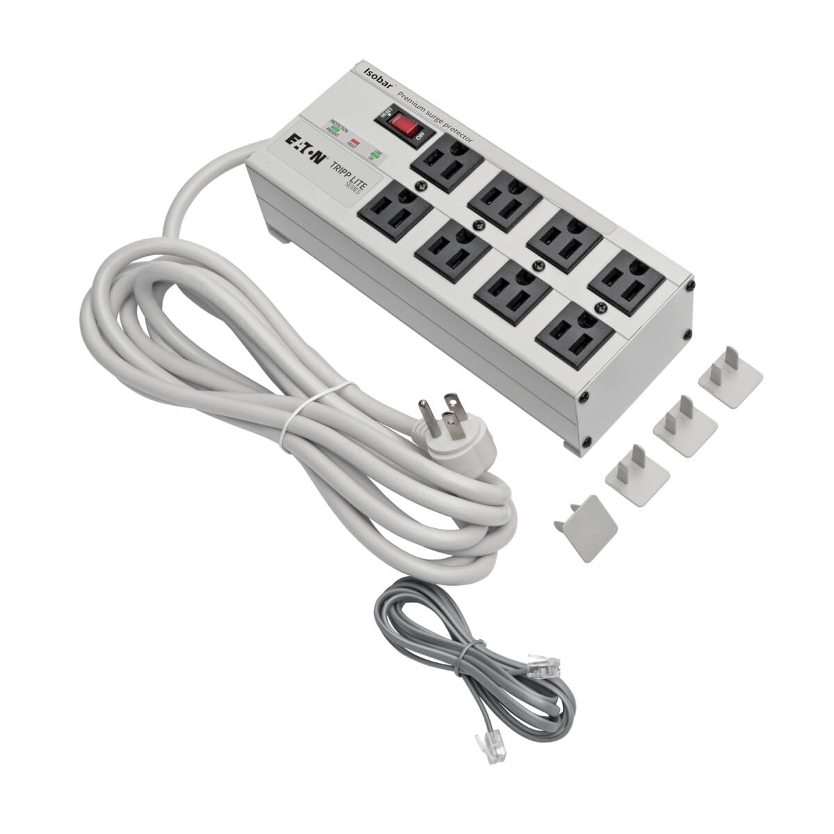 Isobar Surge Protector, 8 Outlet, 3840 Joules, LEDs, Metal | Eaton
