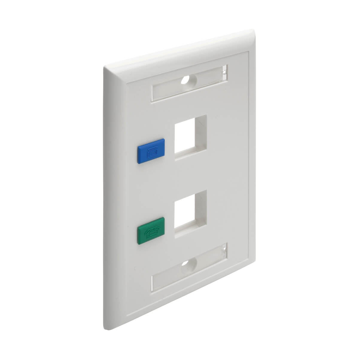 2-Port Keystone Faceplate, Single Gang, ID Labels, White | Eaton