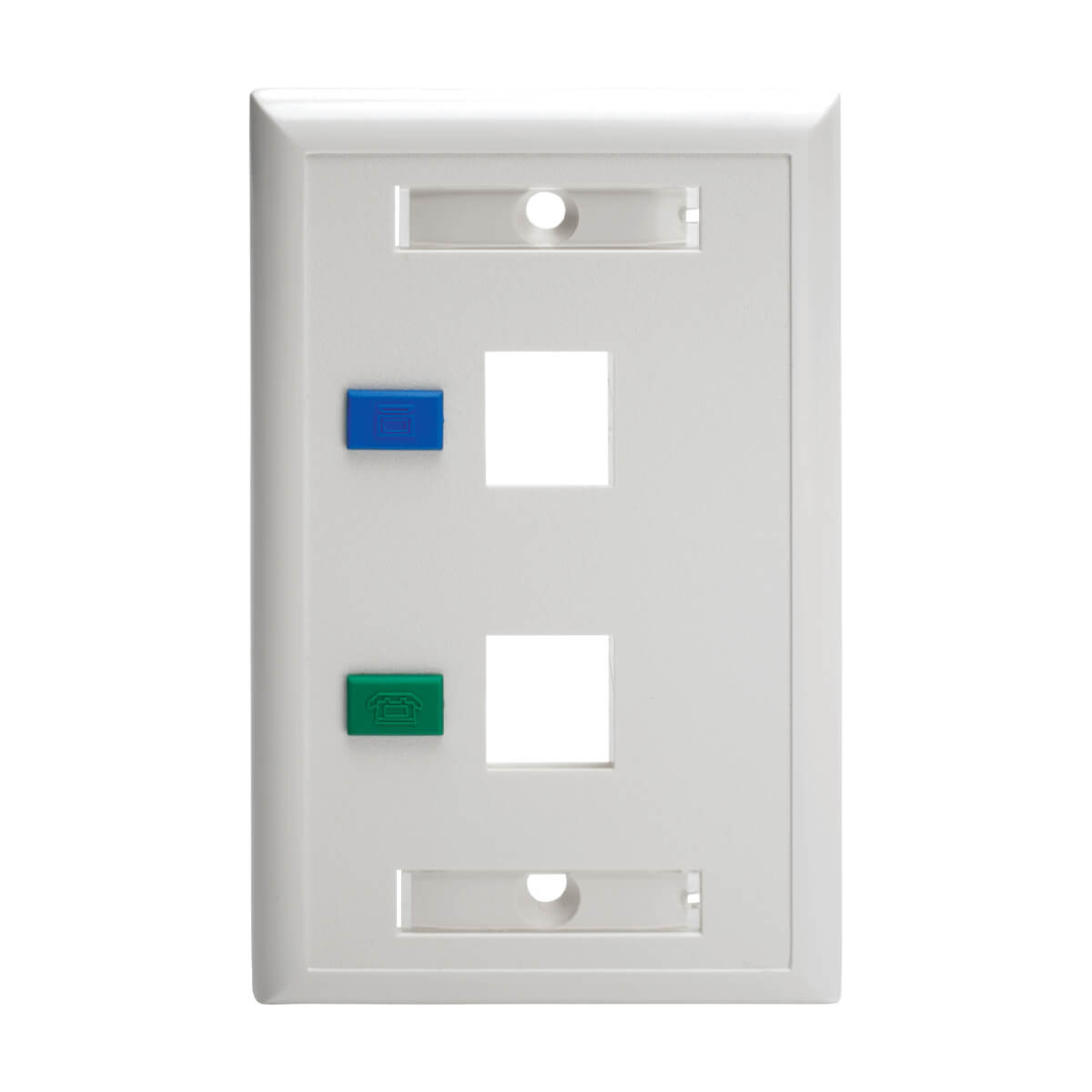 2-Port Keystone Faceplate, Single Gang, ID Labels, White | Eaton