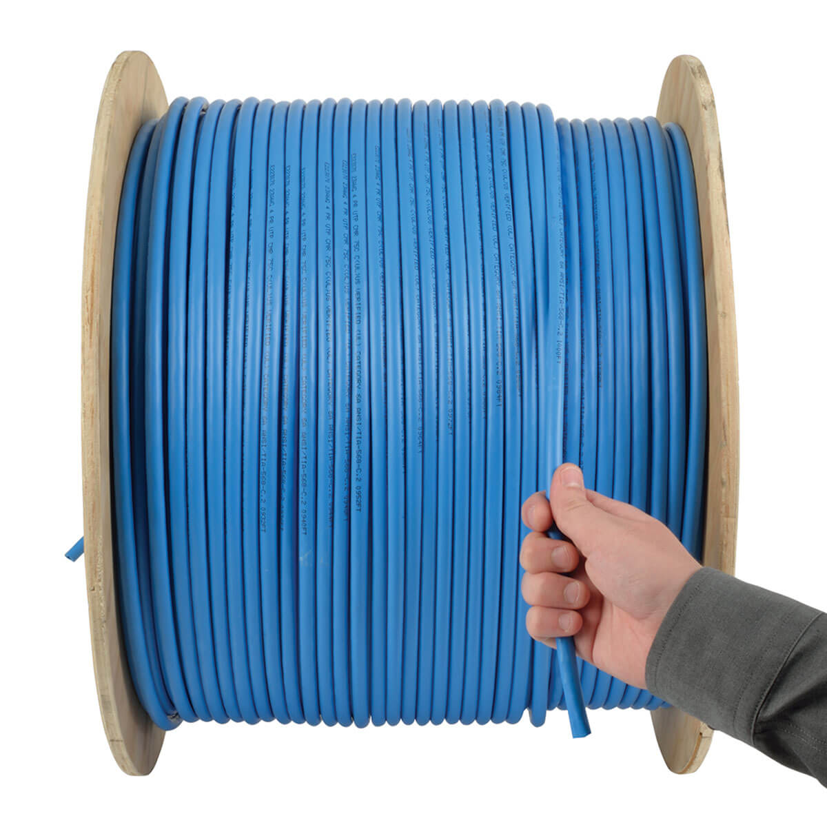 Cat6a 10G Bulk Solid-Core PVC CMR Cable, Blue, 1000-ft | Eaton