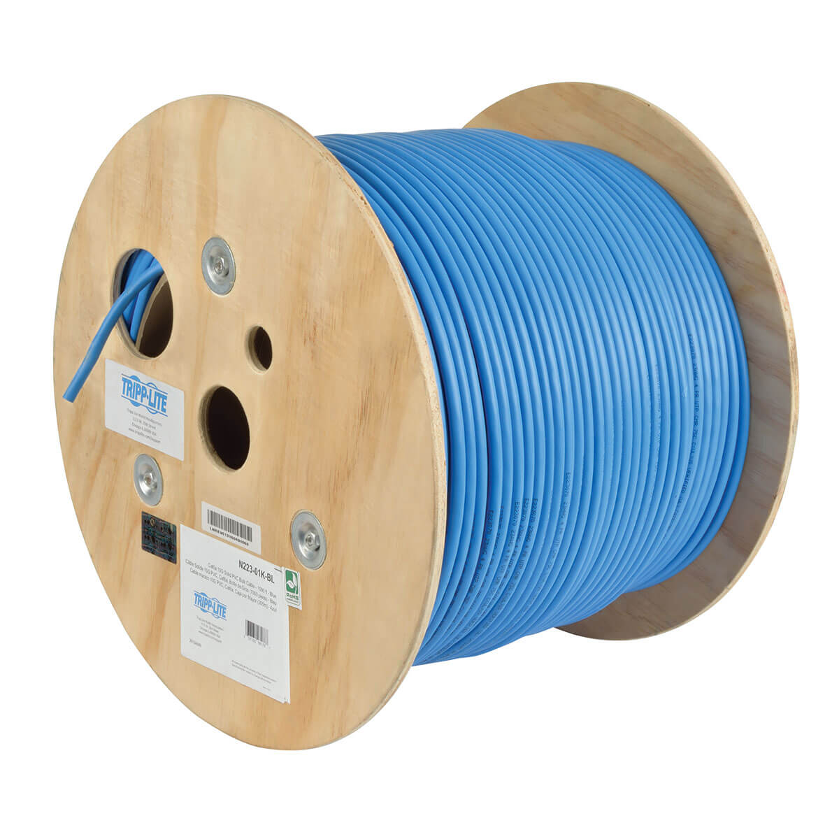 Cat6a 10G Bulk Solid-Core PVC CMR Cable, Blue, 1000-ft | Eaton