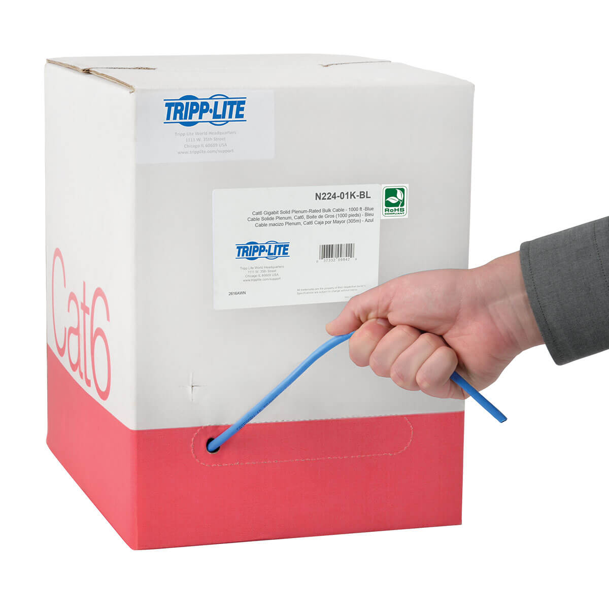 Cat6 Gigabit Bulk Solid-Core Plenum Cable, Blue, 1000-ft | Eaton