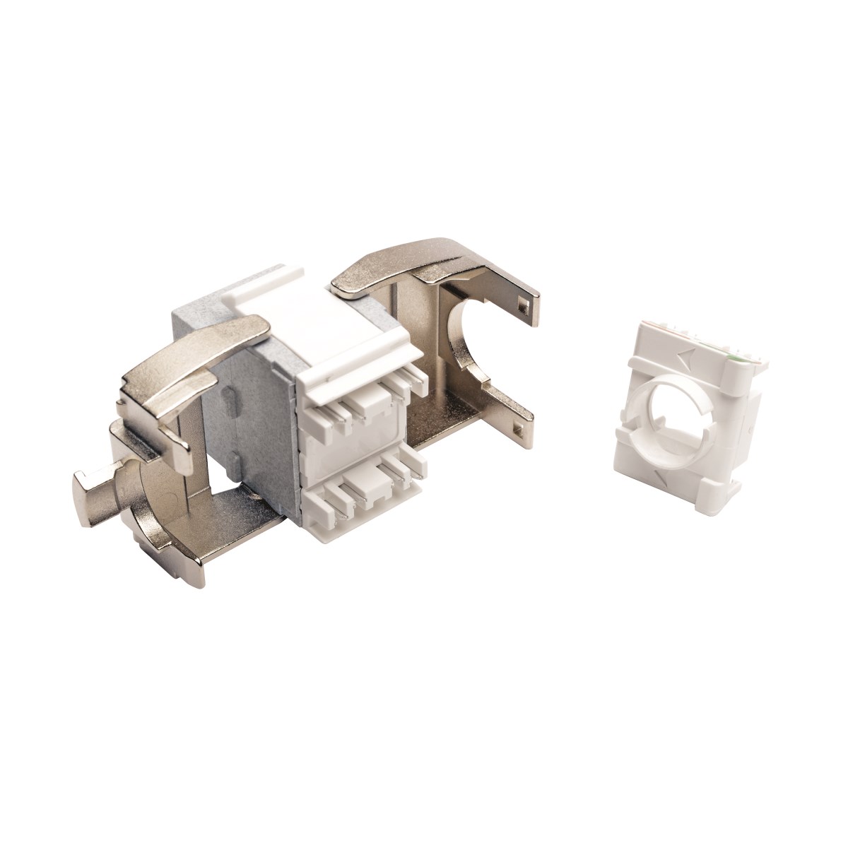 Toolless Cat6a Keystone Jack, PoE/PoE+ Compliant, Shuttered, Gray | Eaton