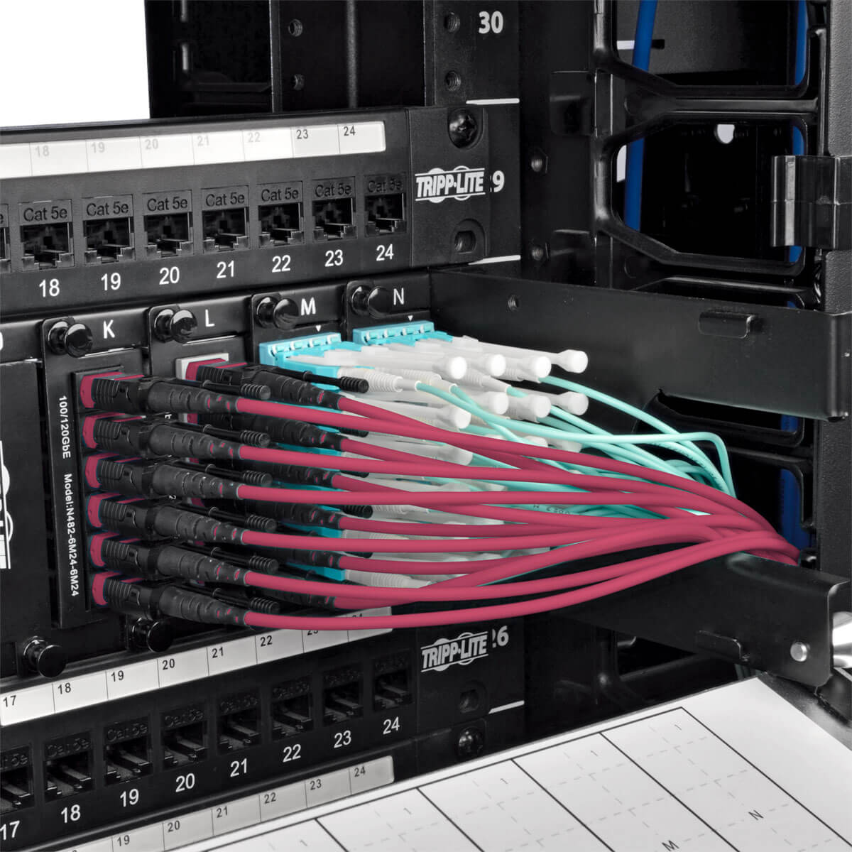 MTP/MPO Multimode Fiber Optic Cable, OM4, 12 Fiber, 15M | Eaton