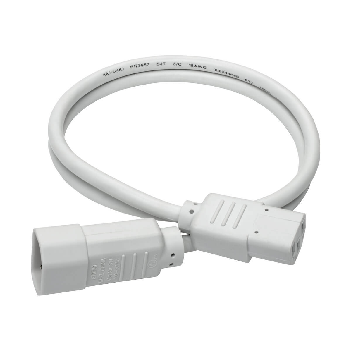 C14 to C13 Computer Power Cord, 3 ft, White | Eaton