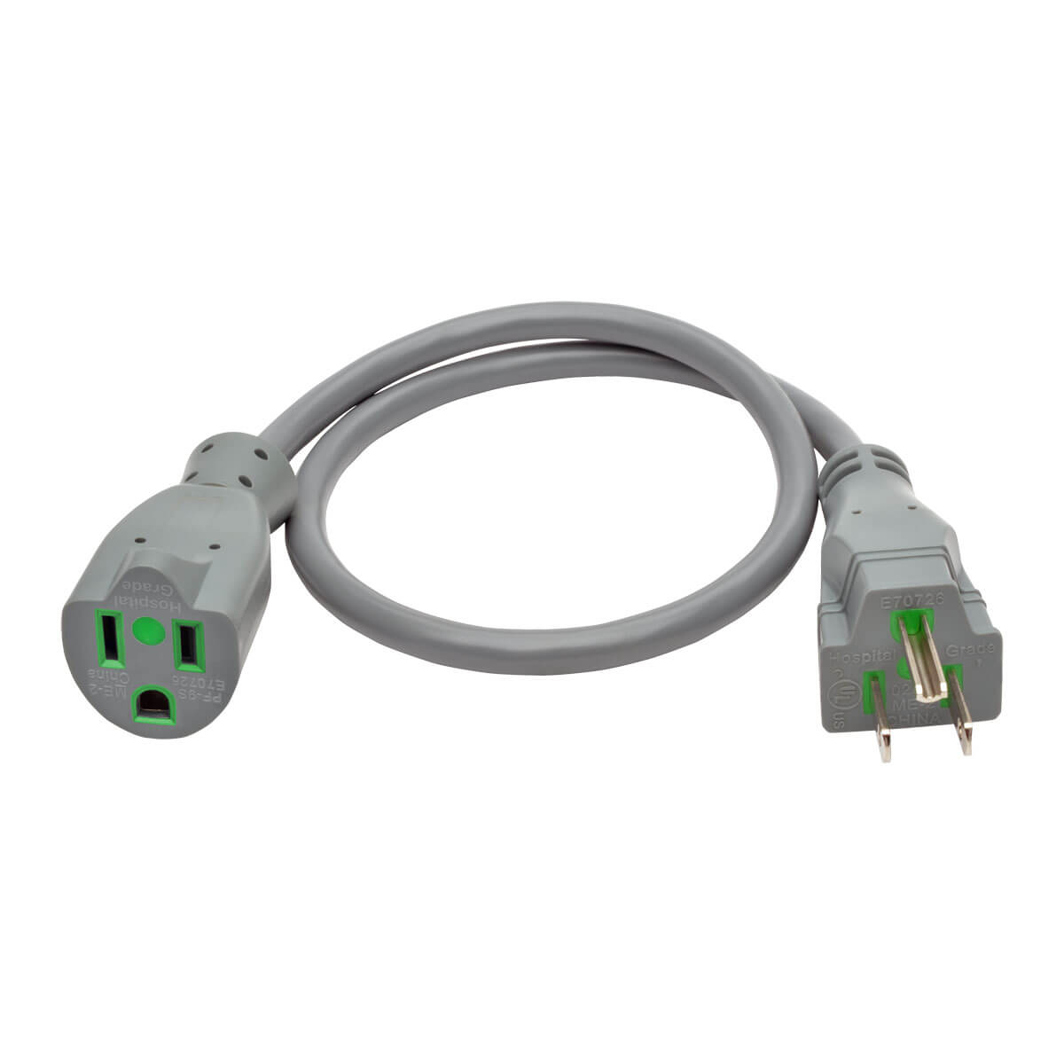 Hospital-Grade Extension Cord, 5 15P to 5 15R, 2 ft | Eaton