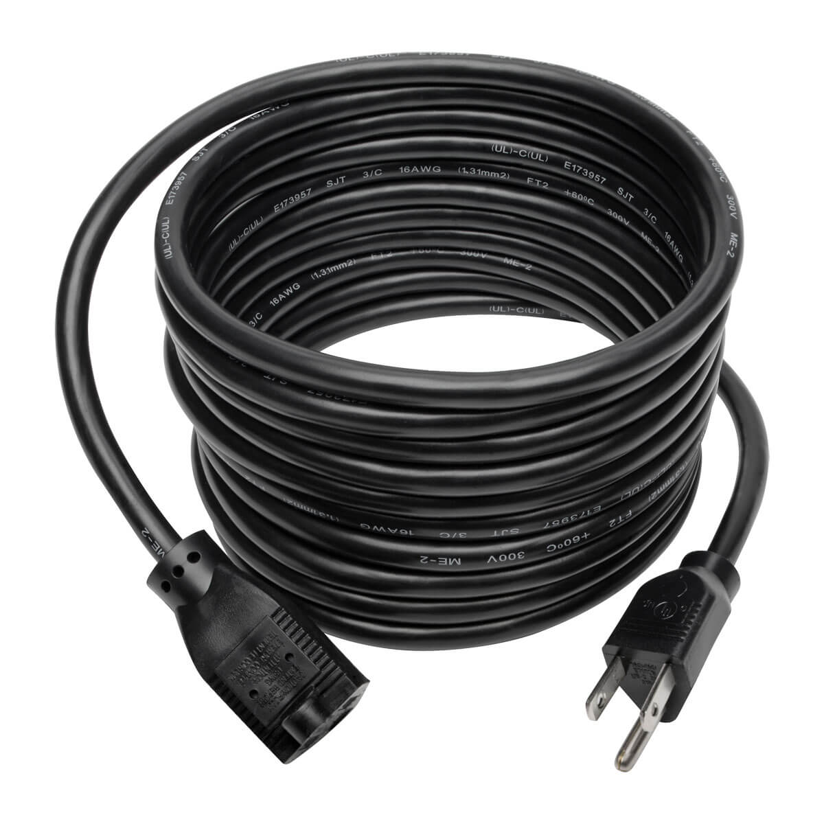 15 ft Extension Cord, 5 15P to 5 15R, 13A, 16 AWG, Black | Eaton