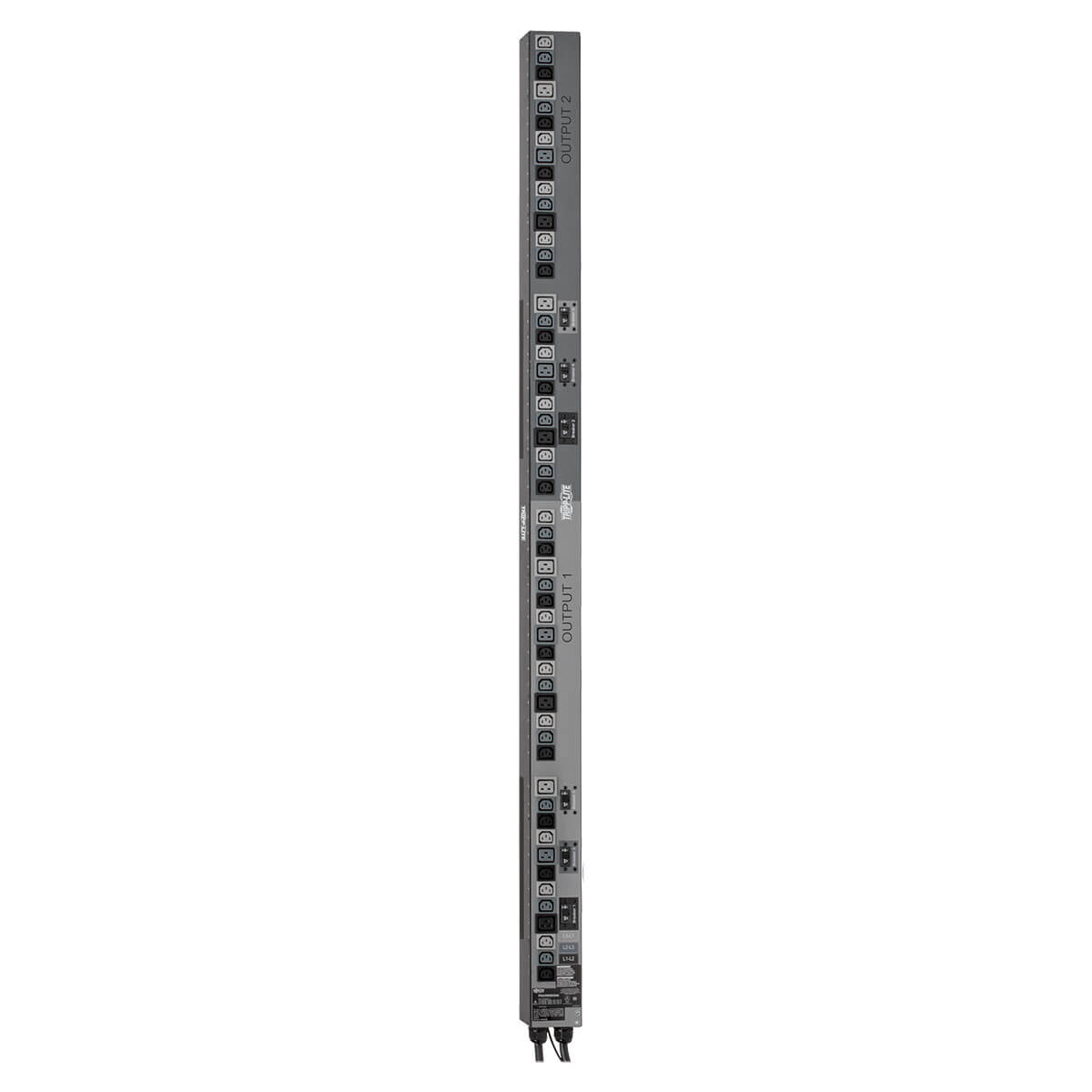 17.3kW 3-Phase Vertical PDU Strip, 208V Outlets (42 C13 & 12 C19), 0U ...