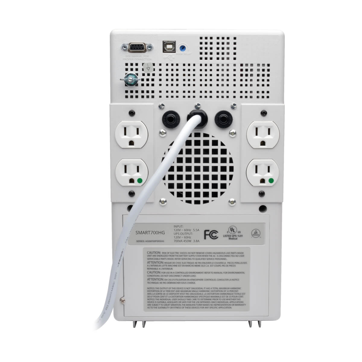 120V 700VA 450W Medical Line-Interactive Tower UPS with 4 Outlets, Full ...