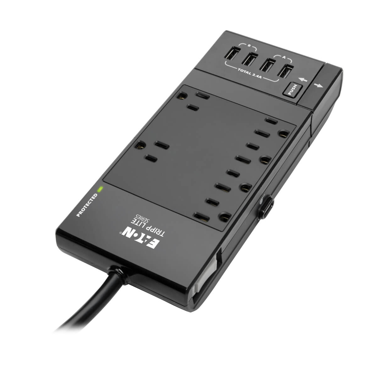 Surge Protector, 6 Outlet, 1080 Joules, 6-ft Cord, 4 USB Ports | Eaton