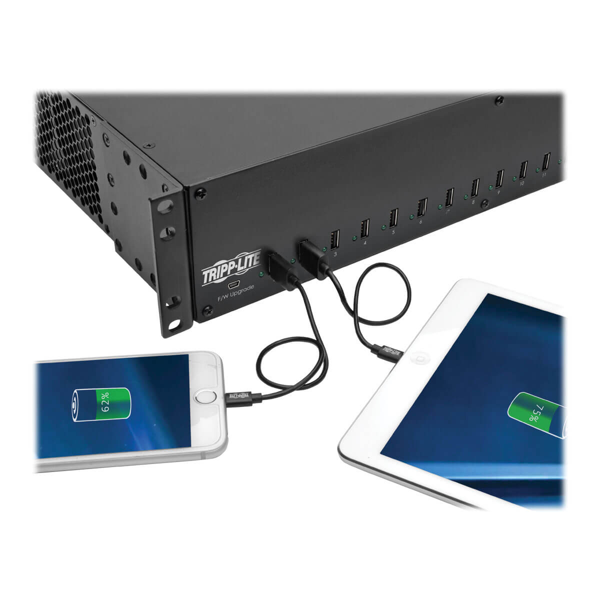 16-Port USB Charging Station, Syncing, 5V 40A, 2U Rack-Mount | Eaton