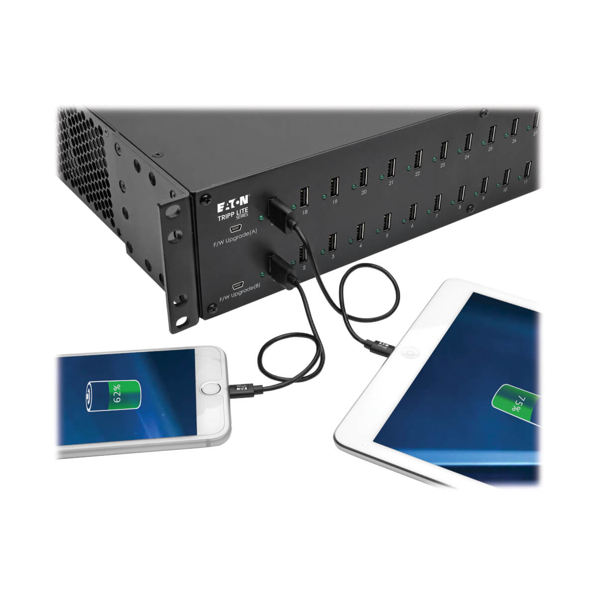 32-Port USB Charging Station, Syncing, 5V 40A, 2U Rack-Mount | Eaton