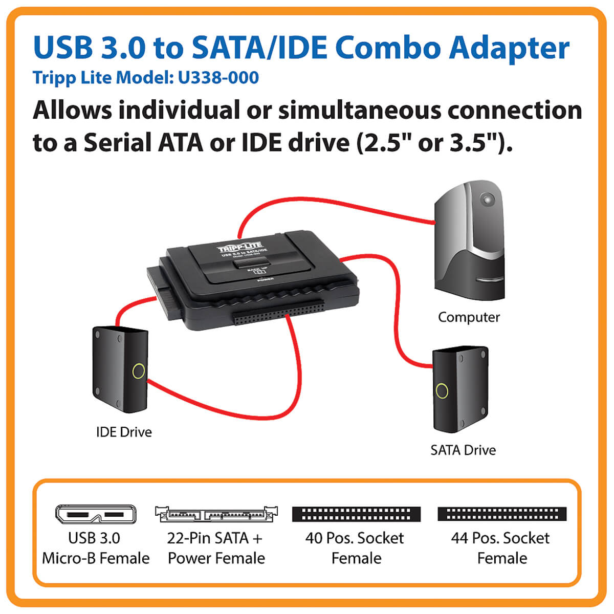 USB-A to Serial Adapter for ATA (SATA), IDE Hard Drives | Eaton