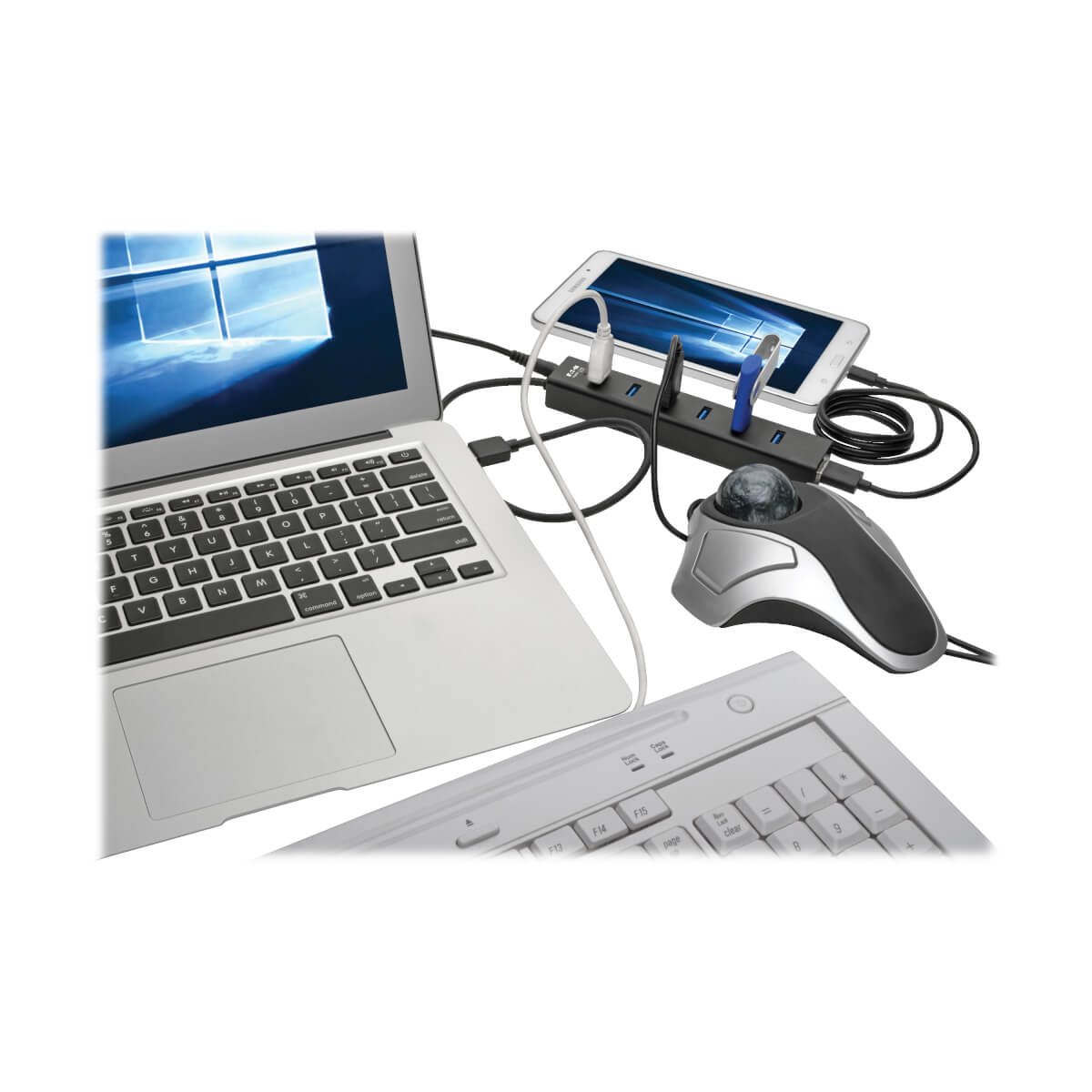 7-Port Portable USB 3.0 SuperSpeed Mini Hub, Aluminum | Eaton