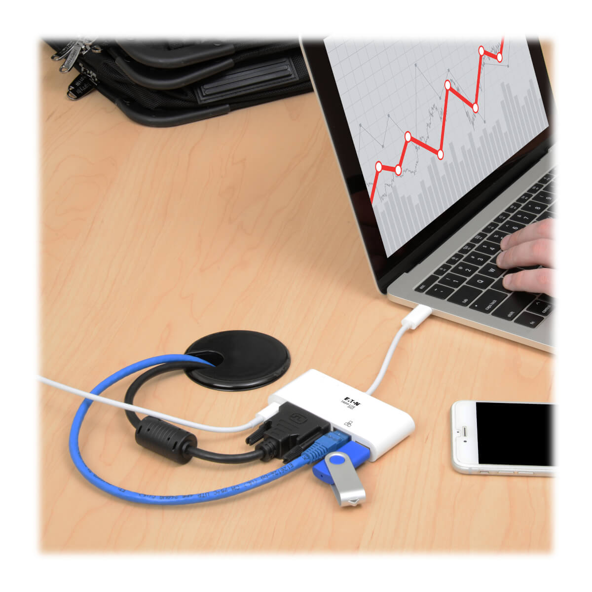 USB-C Multiport Adapter, DVI, USB-A, Ethernet, Charging | Eaton