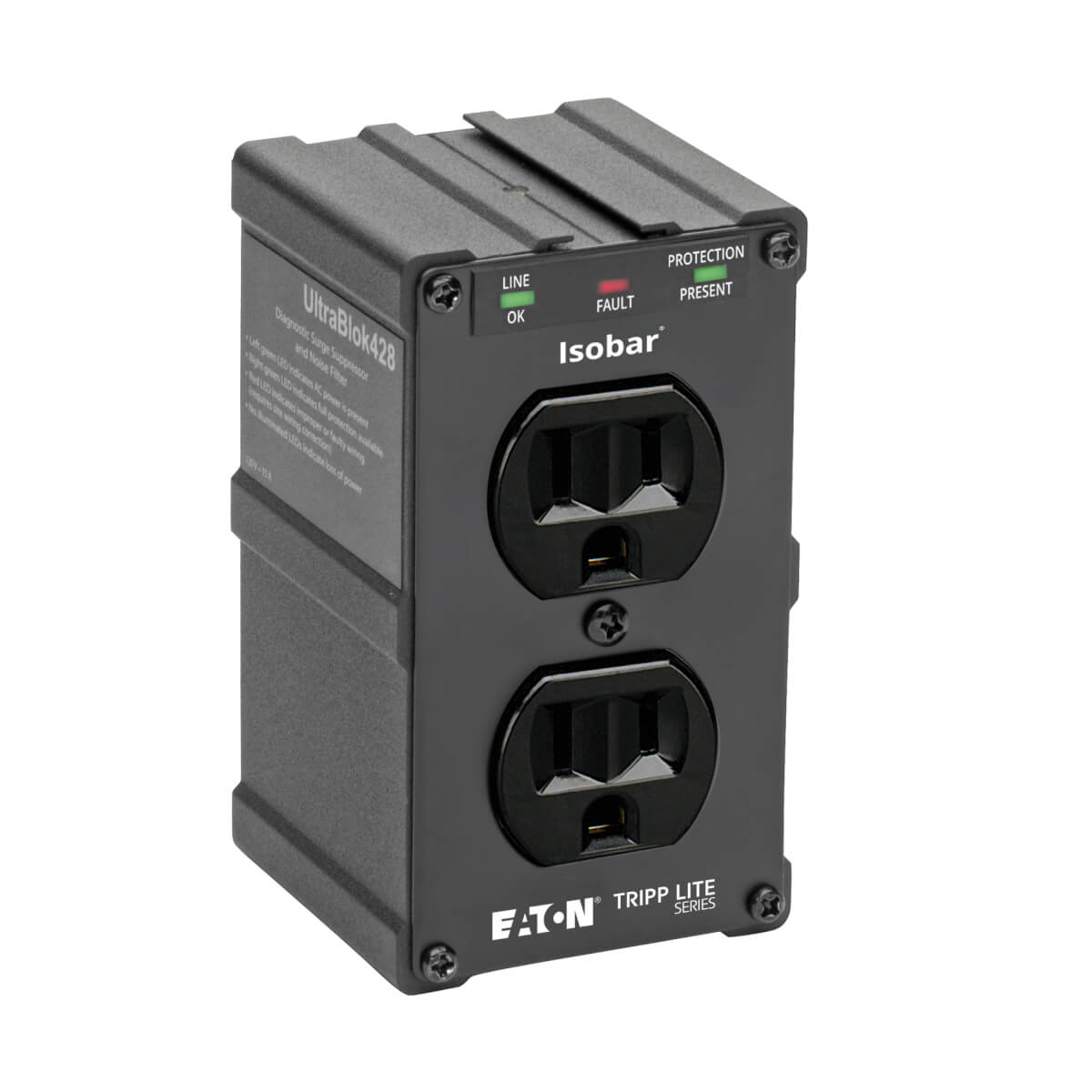 Isobar Surge Protector, 2 Outlet, 1410 Joules, Diagnostic LED | Eaton