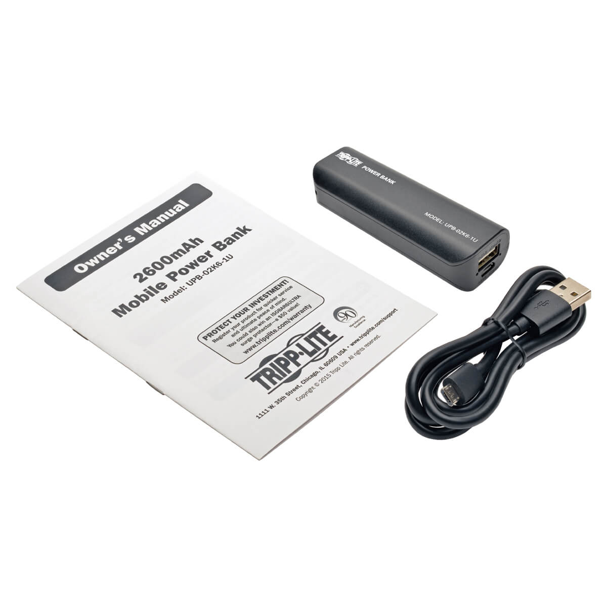 Portable Charger - USB-A, 2600mAh Power Bank, Lithium-Ion, Black | Eaton