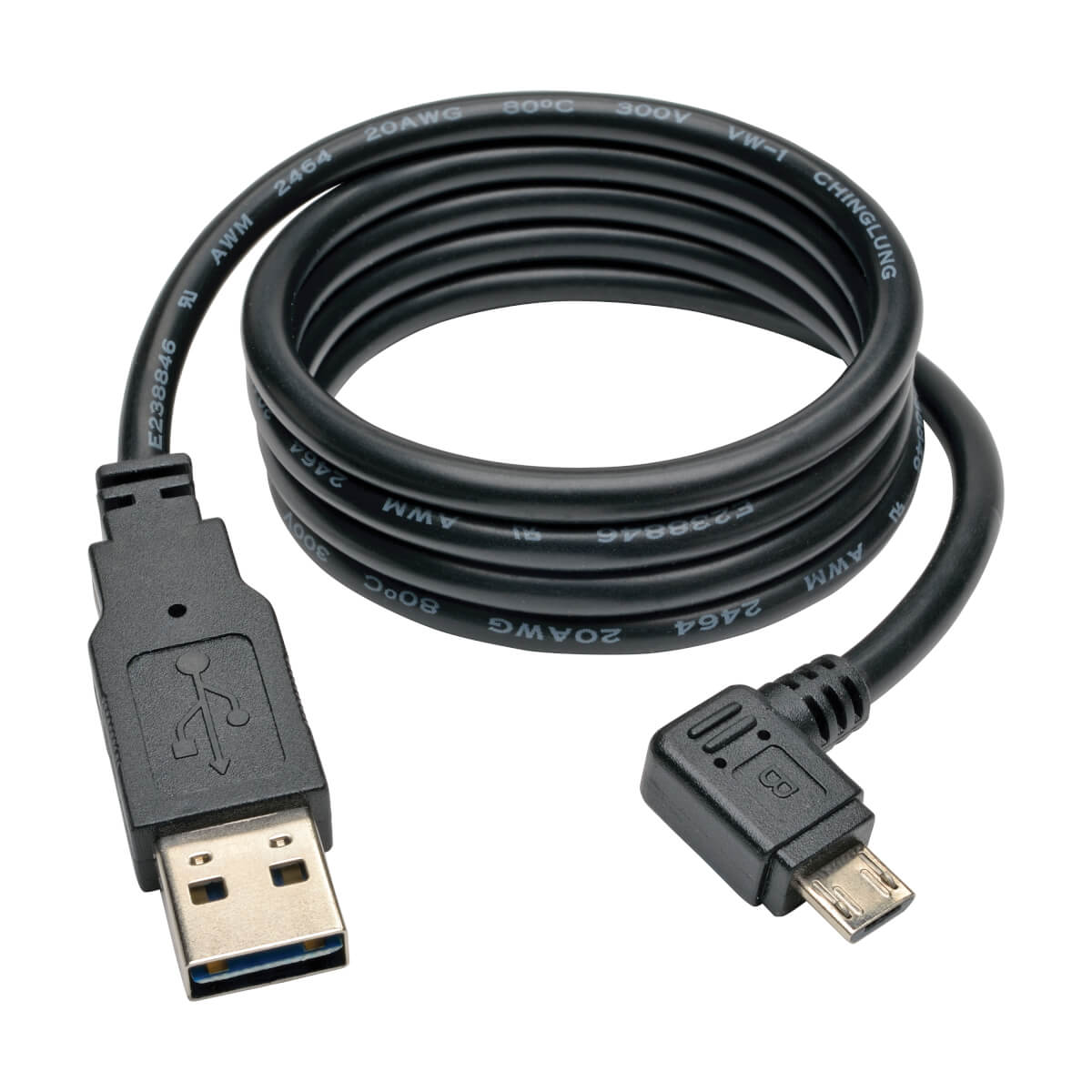 Reversible USB Charging Cable, A to Right-Angle Micro B 3-ft. | Eaton